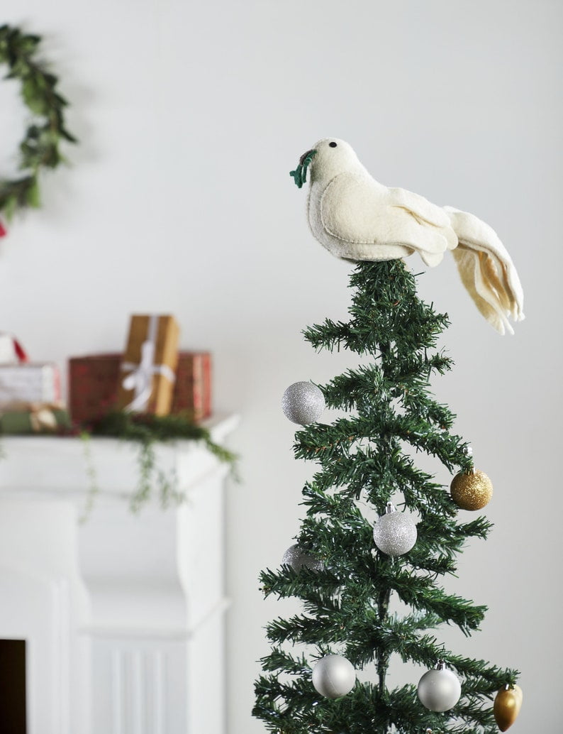Dove Tree Topper ; Handmade Hand Felted Wool Christmas Tree Topper ...