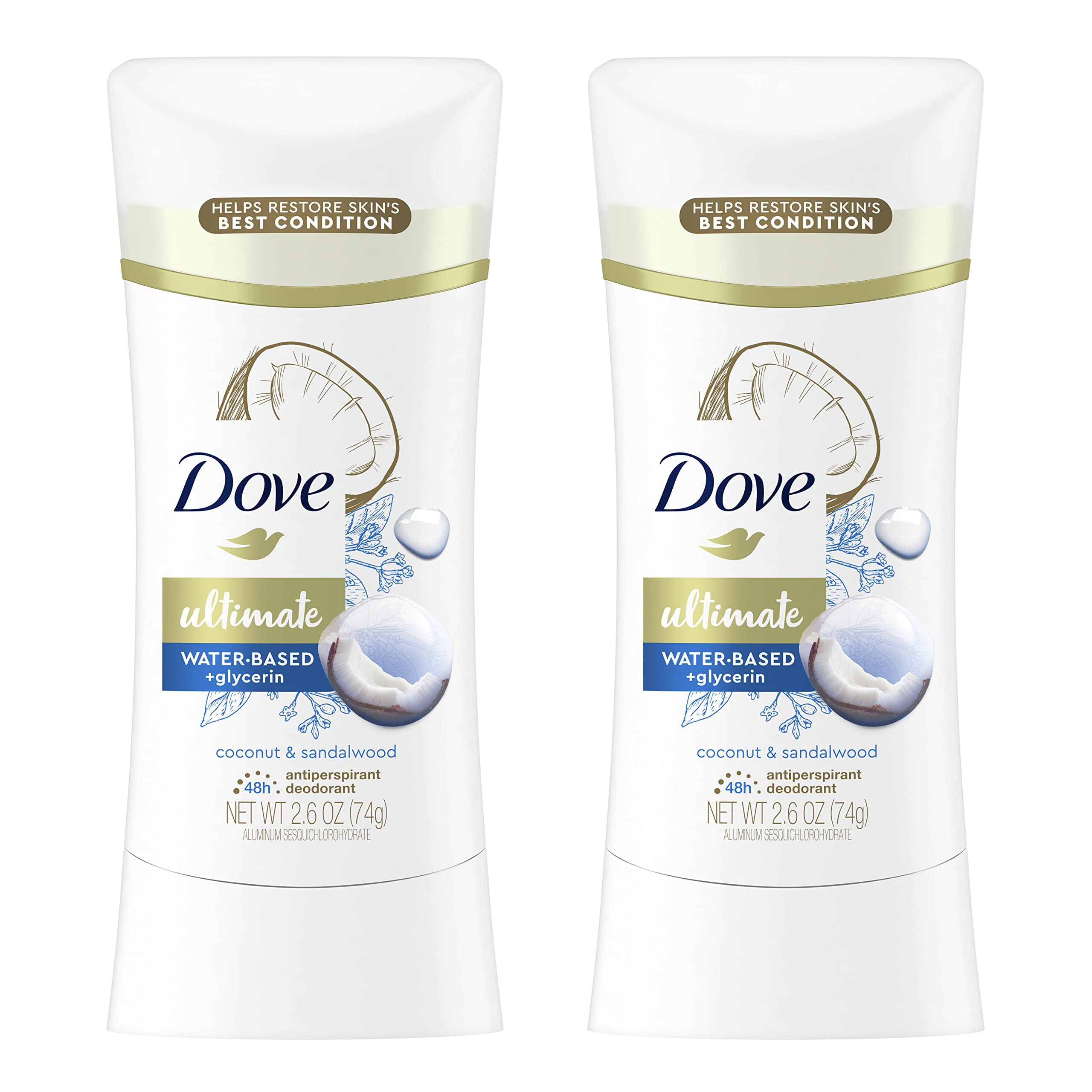 Dove Ultimate Antiperspirant Deodorant Stick Coconut & Sandalwood 2 ...