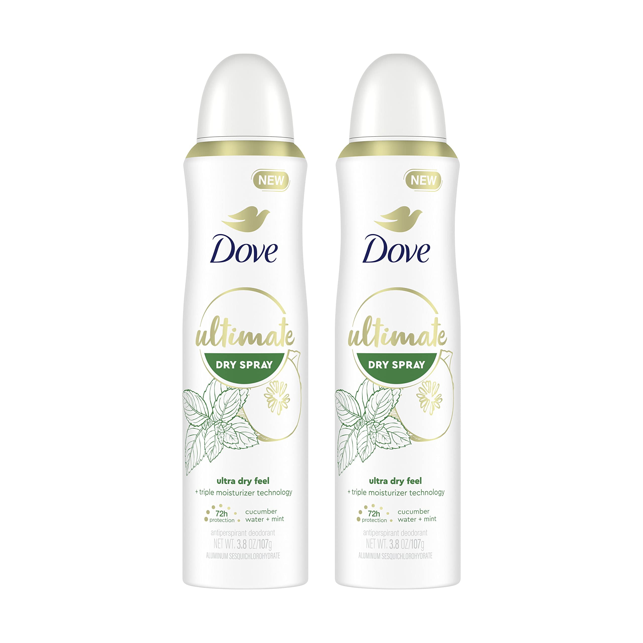 Dove Ultimate Dry Spray Antiperspirant Cucumber Water And Mint 2 Count ...