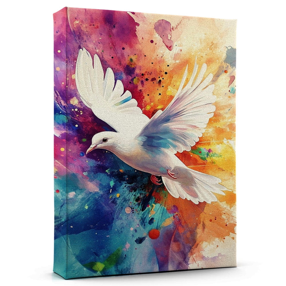 Dove White Winged Canvas Wall Art Animal Decor, Dove White Winged ...