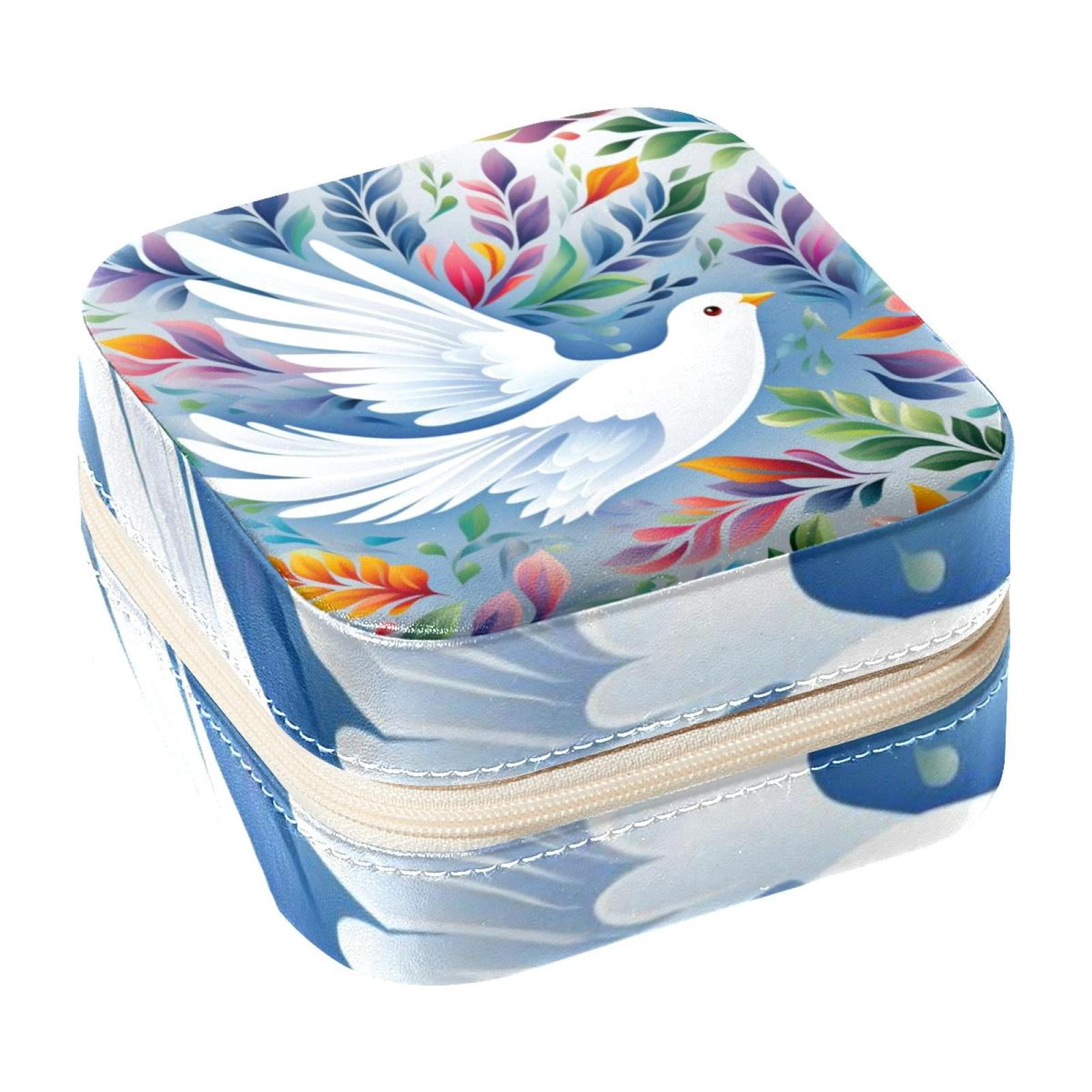 Dove of Peace Travel Portable Square Jewelry Box Earring Necklace ...