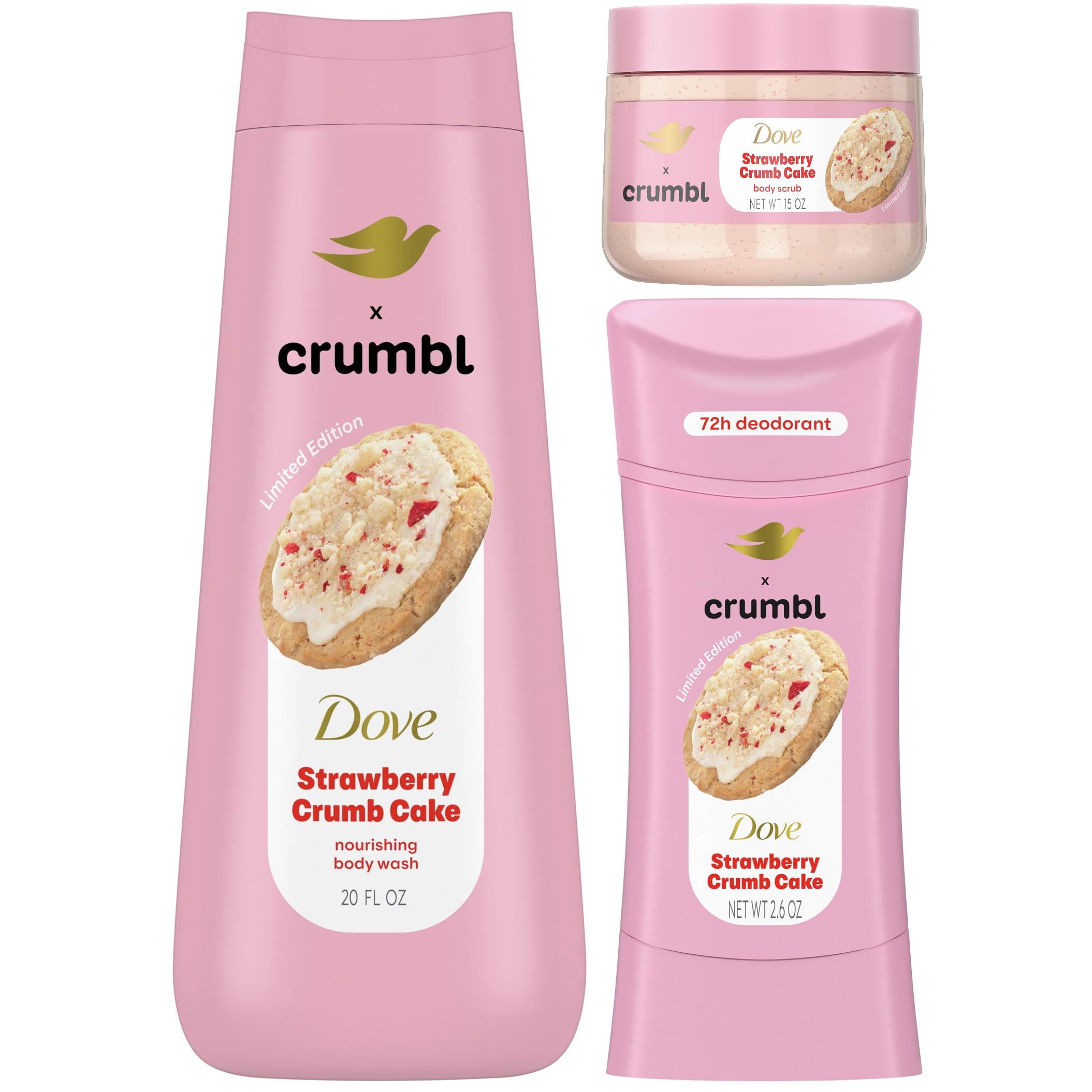 Dove x Crumbl Strawberry Cookie Body Wash, Scrub, & Deodorant Set ...