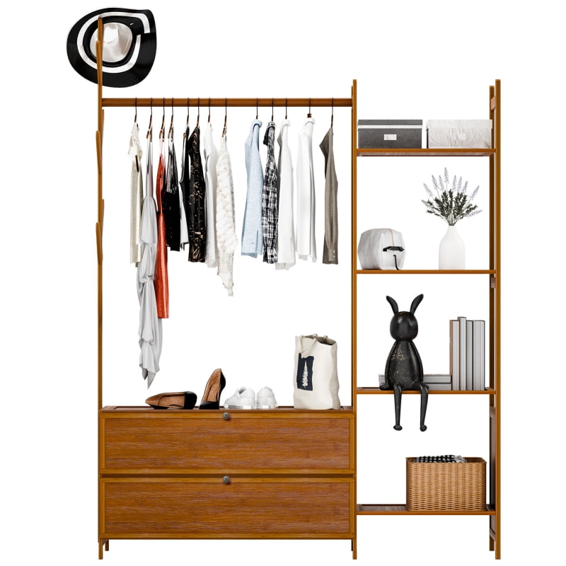 DovePro Hall Tree Garment Rack,Entryway Coat Rack with 4-Tier Shelves ...