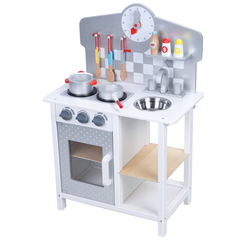 DovePro Kids Kitchen Play Set,Wooden Kitchen Playset with Sink Oven ...