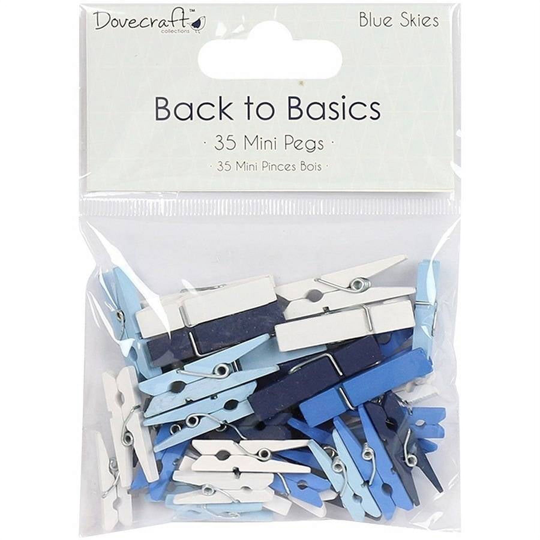 Dovecraft Back To Basics Blue Skies Mini Wooden Pegs 35/Pkg-Assorted ...