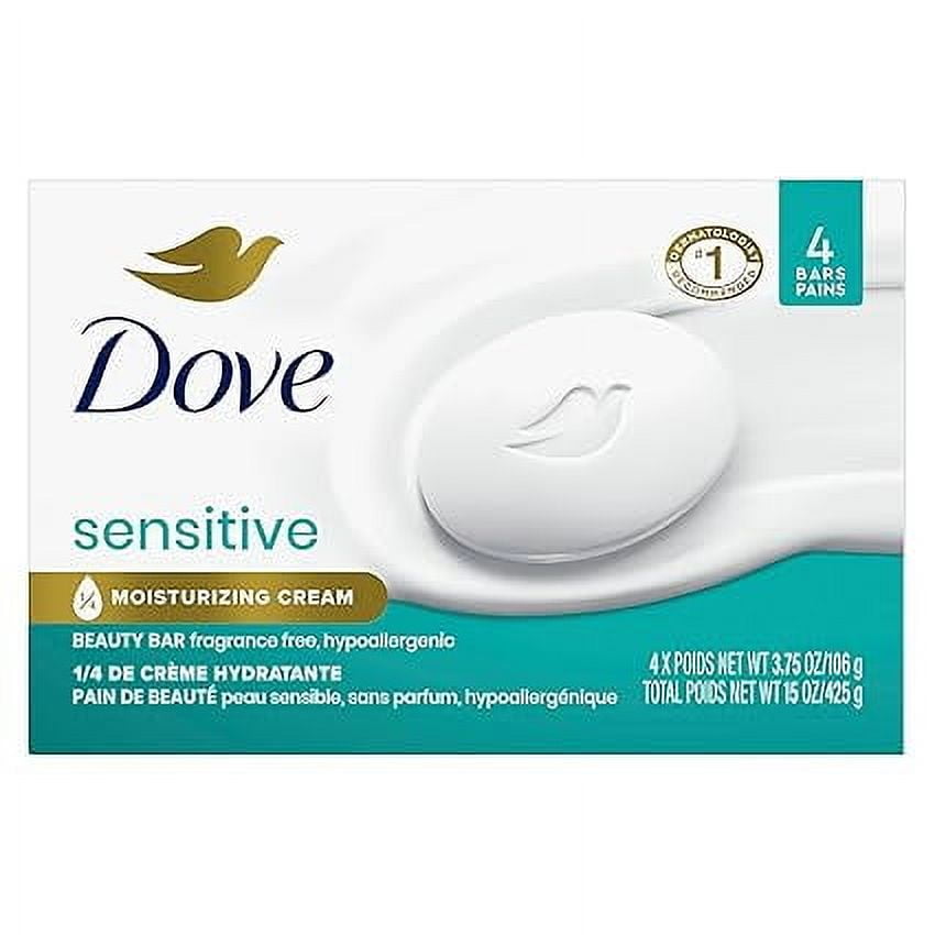 Dovee. Beauty Bar Soap Sensitive, 4 Bars for Sensitive Skin, Fragrance ...
