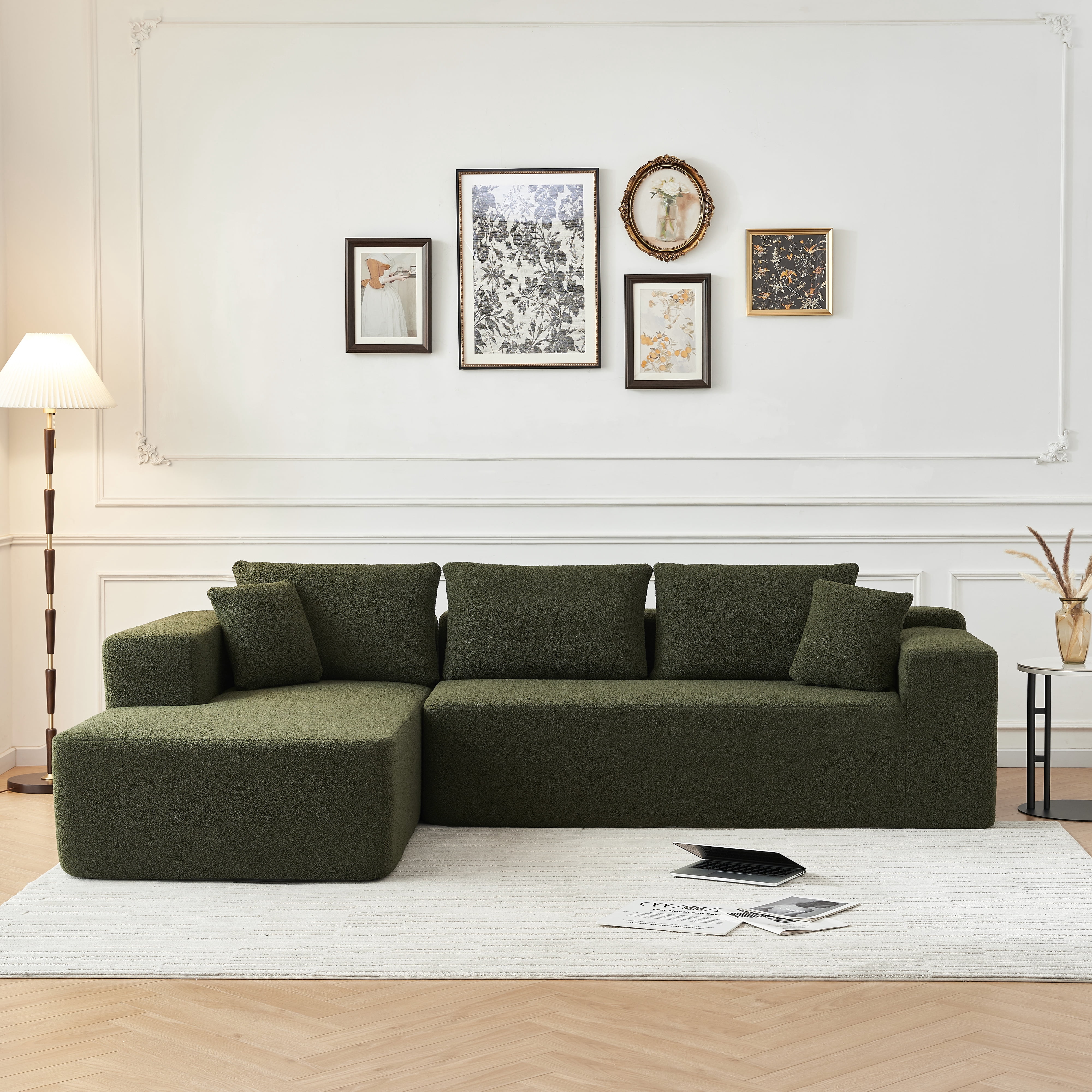 MAYEERTY 104.33" Sponge Sectional Sofa Couch for Living Room, L Shaped ...