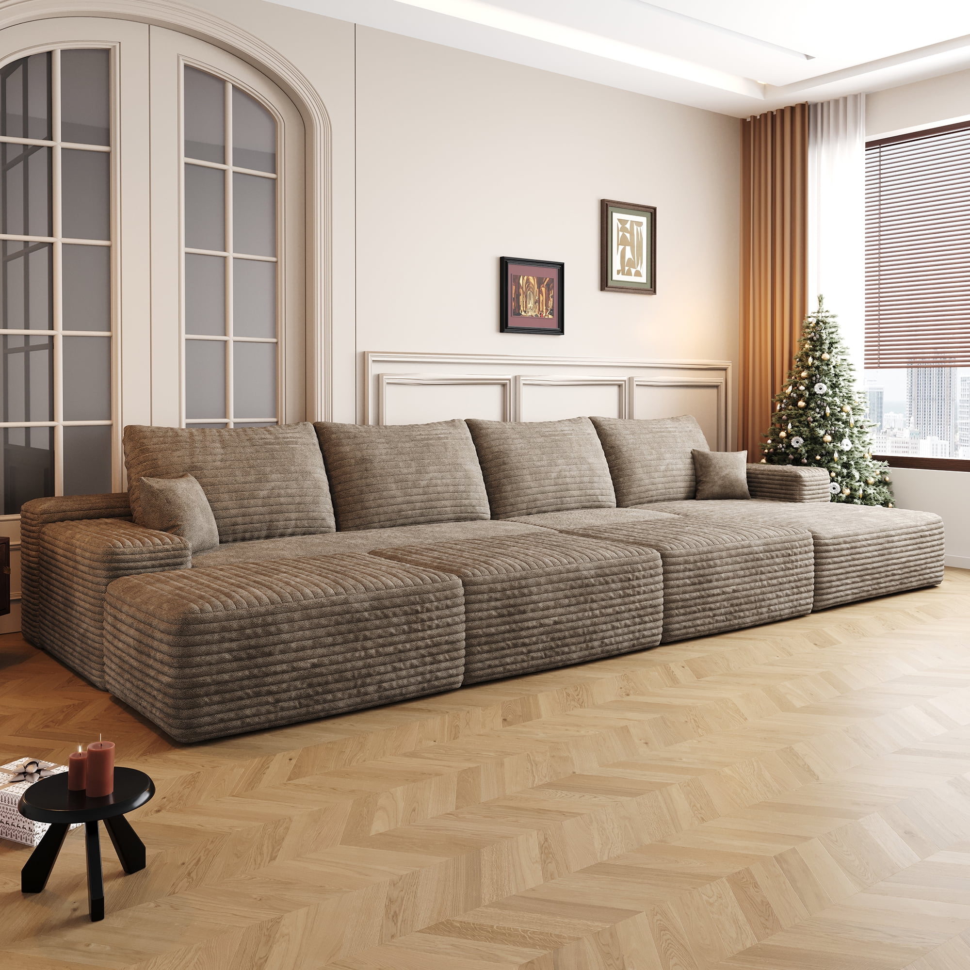 MAYEERTY 135" Camel Modern Modular Cloud Sectional No Assembly Stylish ...