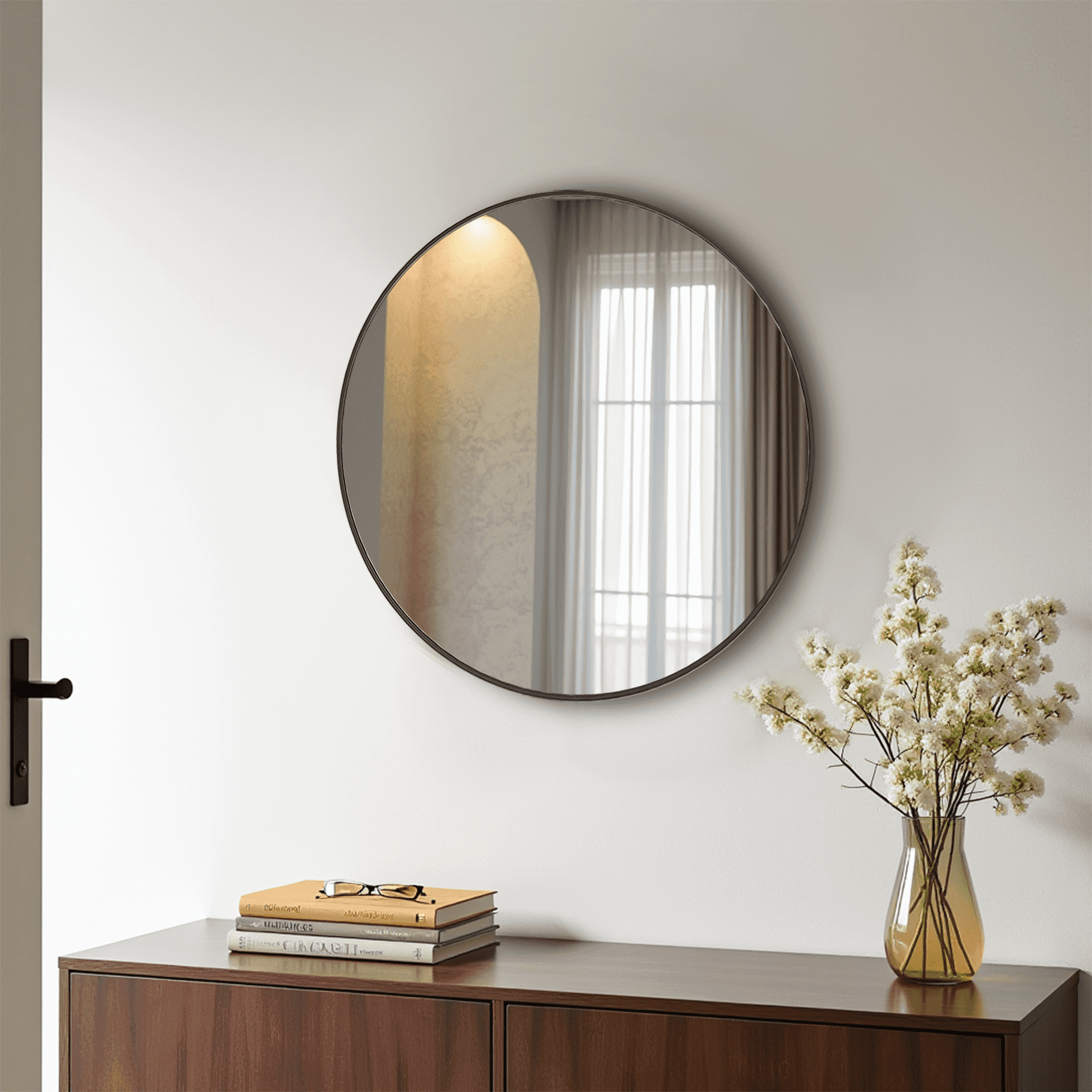 Dovelina 24in Black Round Wall Mirror - Aluminum Frame - Walmart.com