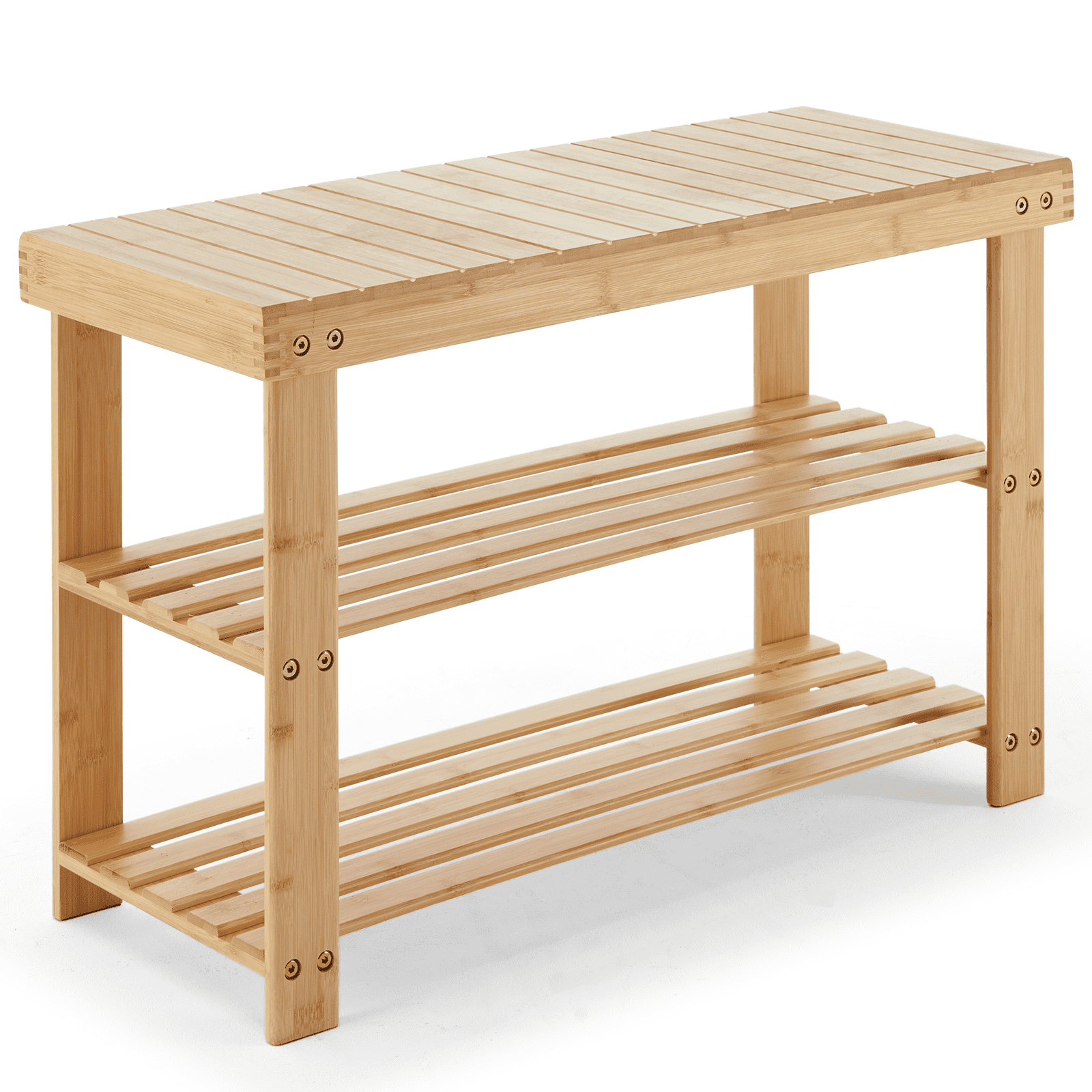 MAYEERTY 3-Tier Bamboo Shoe Rack Bench, 286Lbs Capacity, Compact ...
