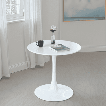 60” Round White Modern Tulip Dining Table: Contemporary Wood Top ...