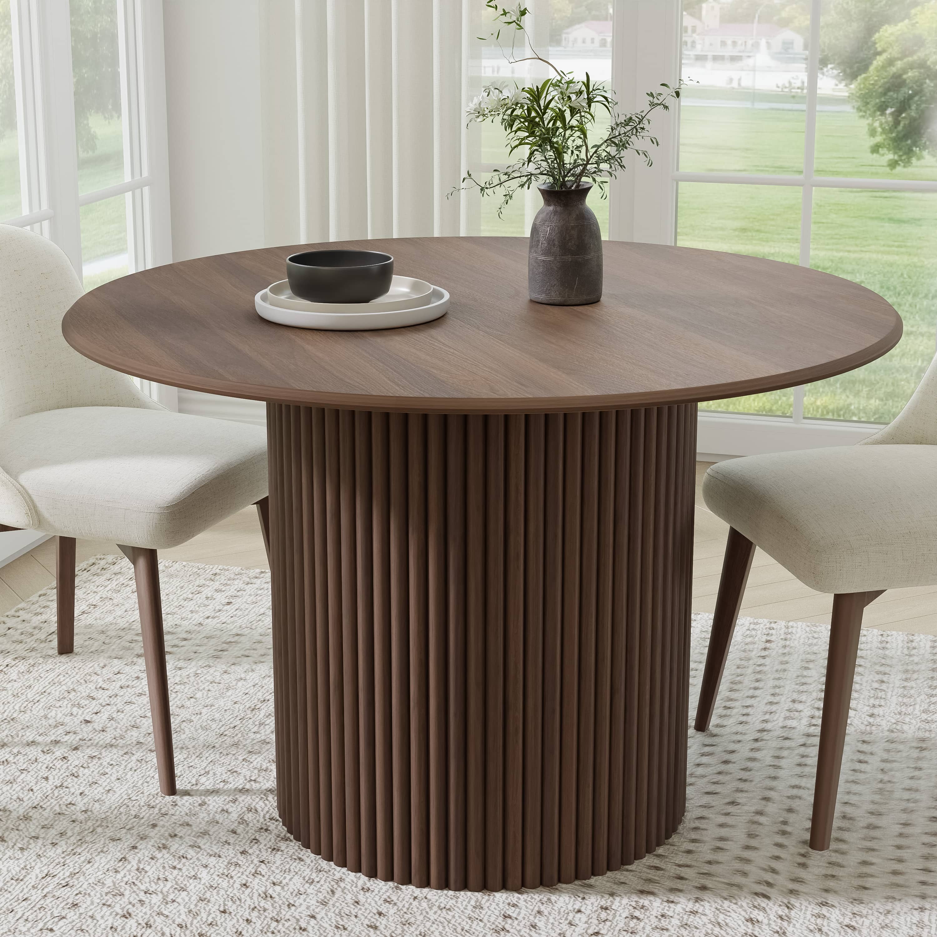 Dovelina 46" Wooden Round Rustic Dining Table for Dining Room Kitchen ...