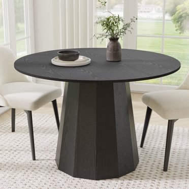 Ayane 47.2" Solid Wood Round Dining Table in Walnut - Walmart.com