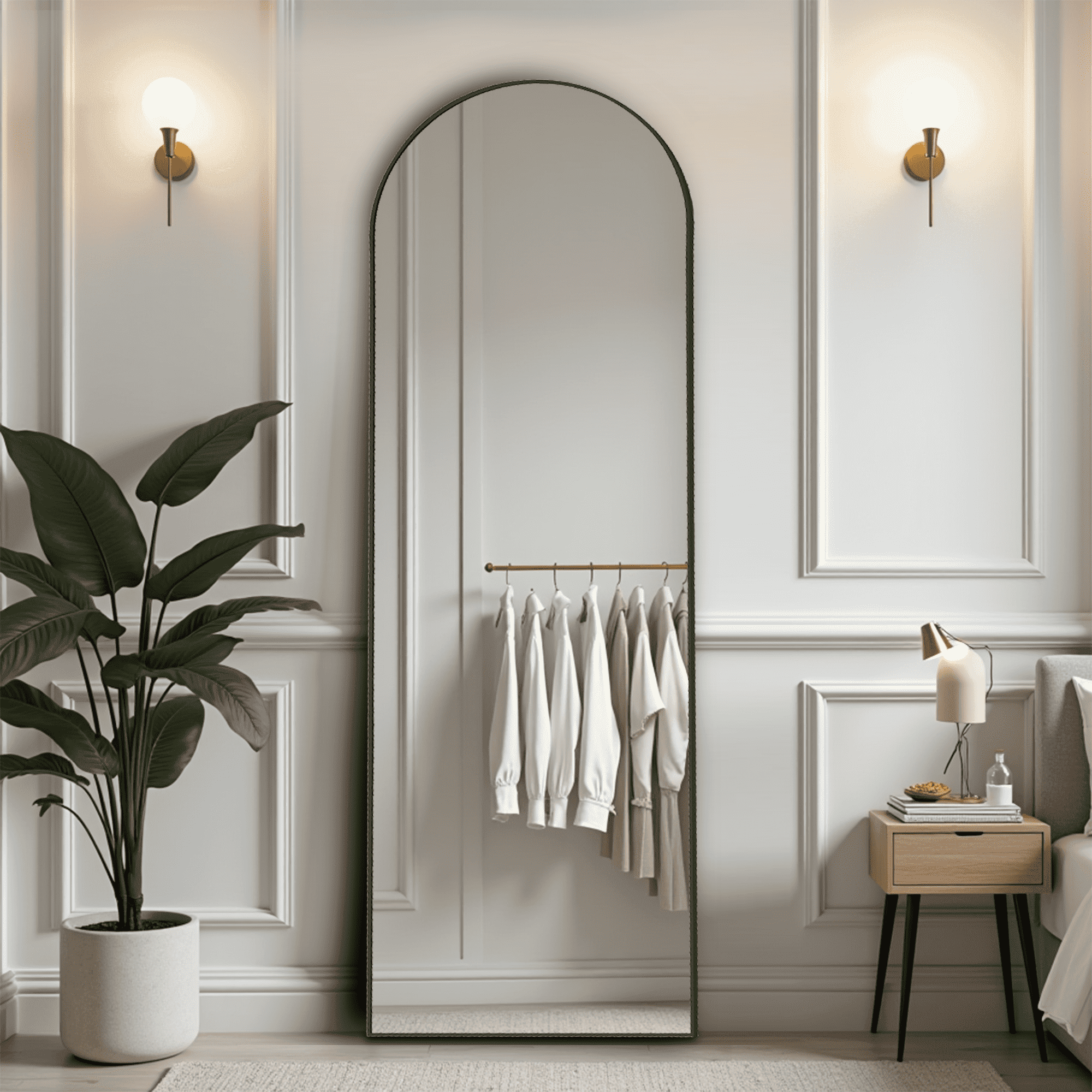 MAYEERTY 59in Arched Full Length Mirror Standing Floor Mirror Full Body ...