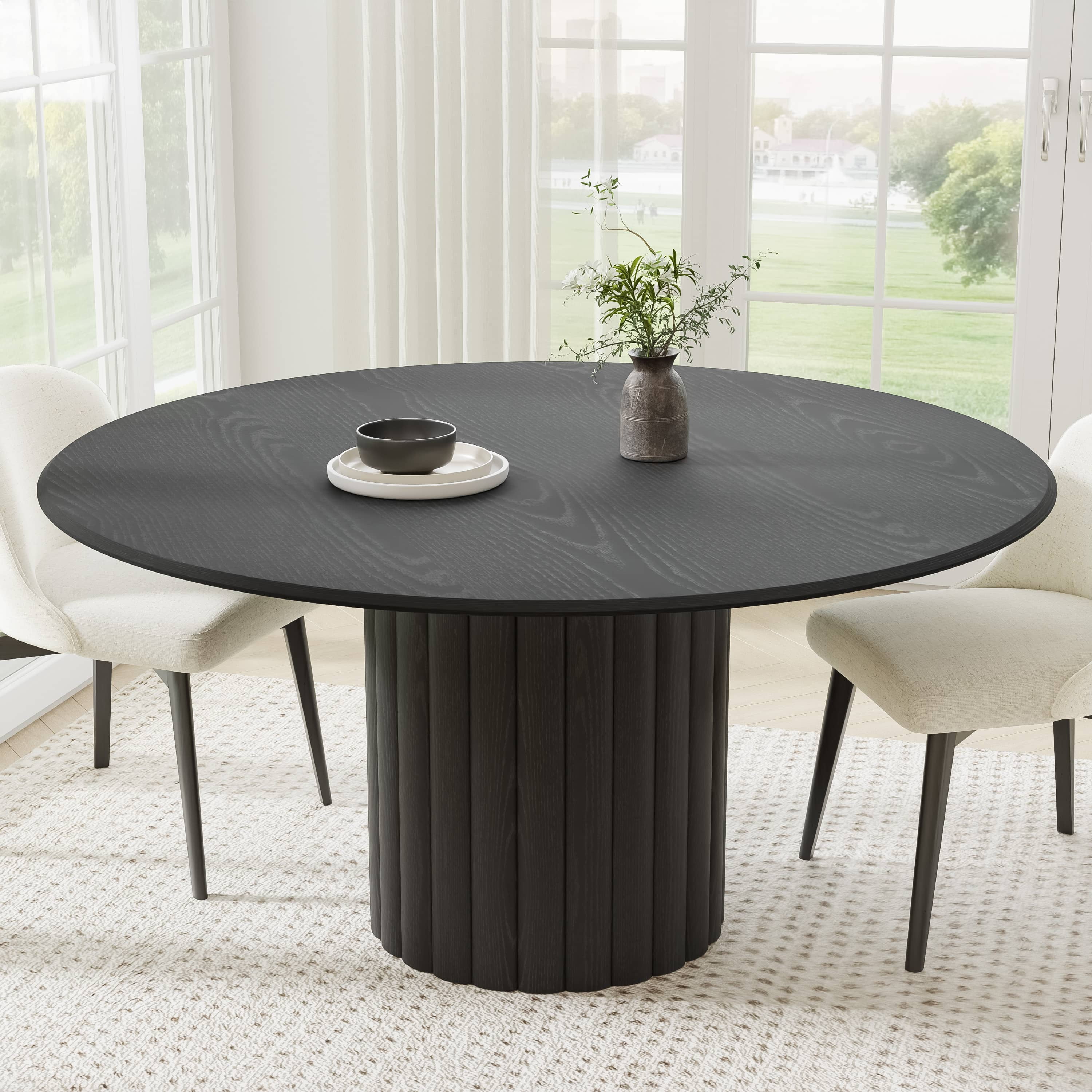 Dovelina 60" Round Dining Tables, Mid-Century Dining Table for Dining ...
