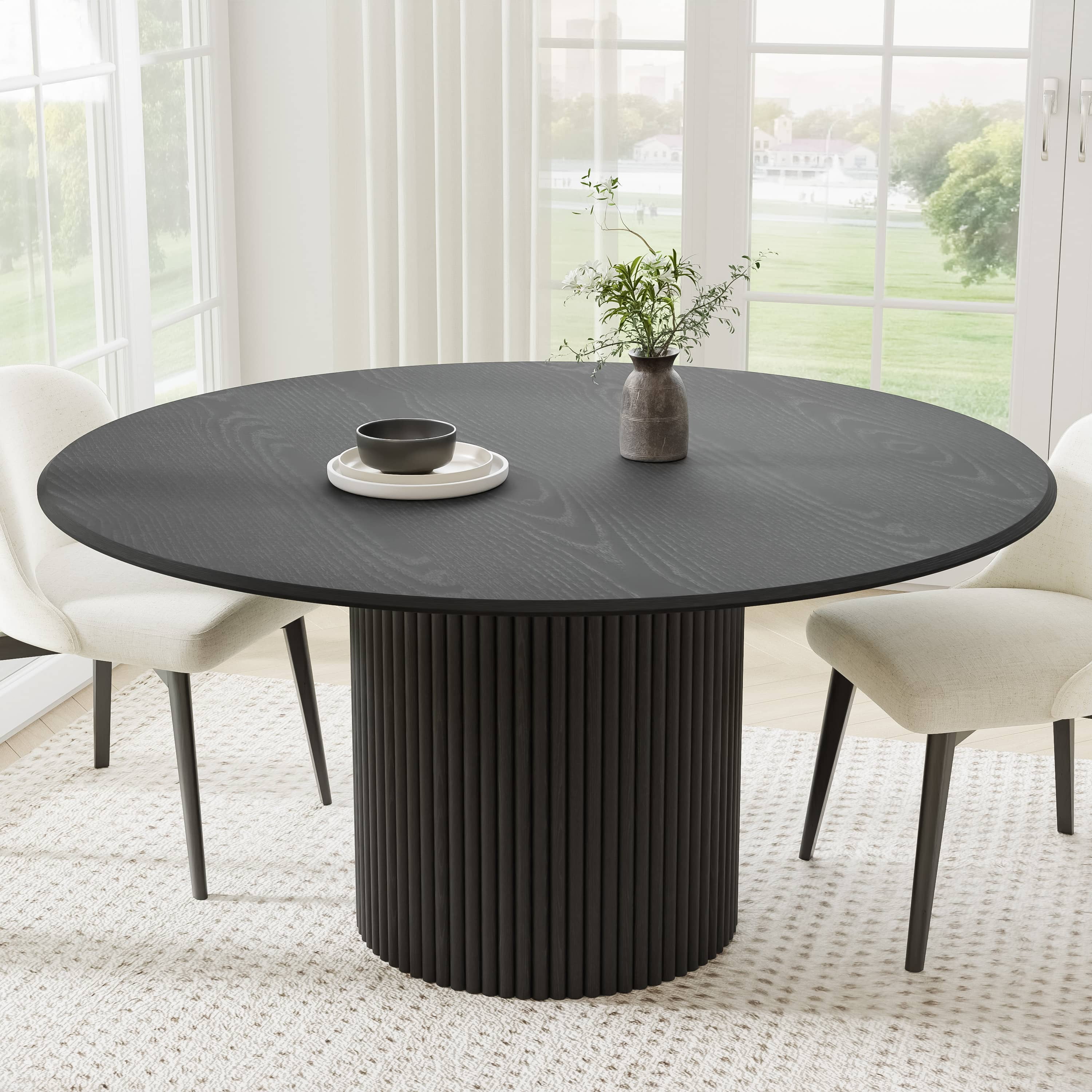 Dovelina 60" Round Dining Tables, Mid-Century Dining Table for Dining ...