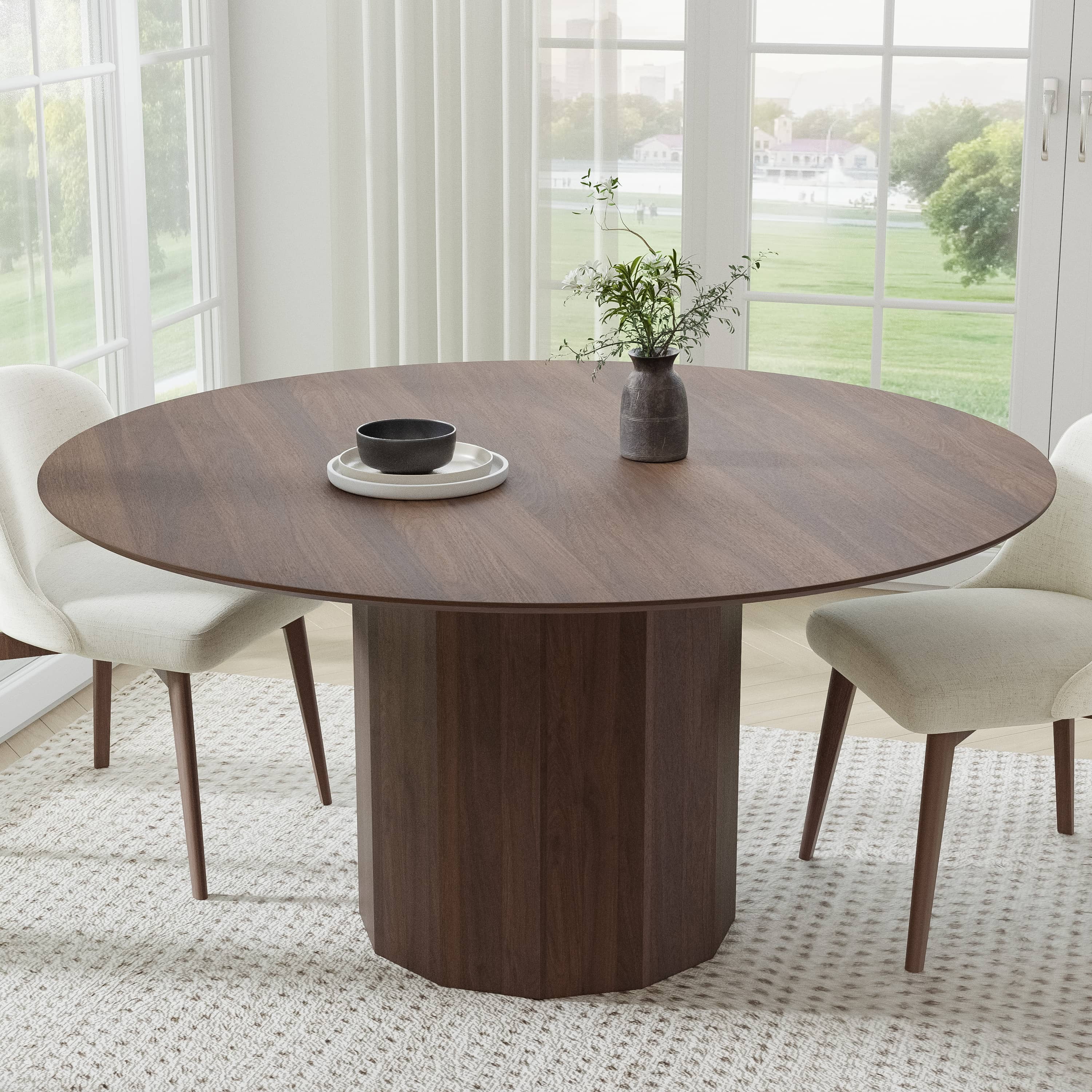 Dovelina 60 Round Dining Table - Elegant Mid-Century Design - Walmart.com