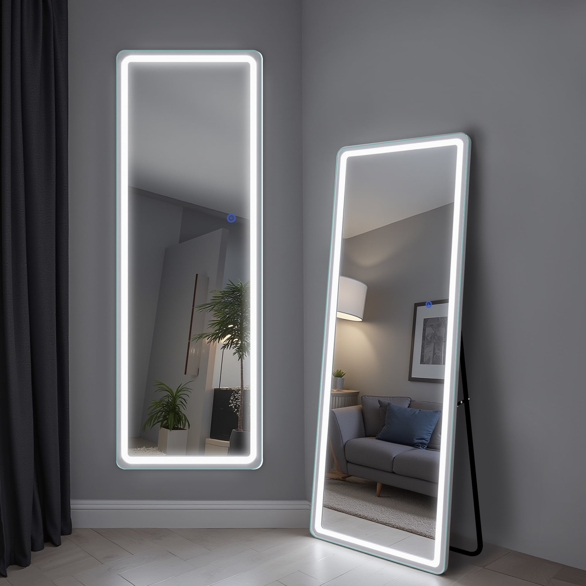 Dovelina 63"x16" Frameless Led Mirror Full Length Mirror Flat Floor ...