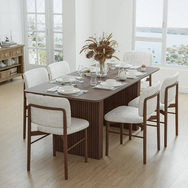 Dovelina 67" Rectangular Dining Table for 6, Walnut - Walmart.com