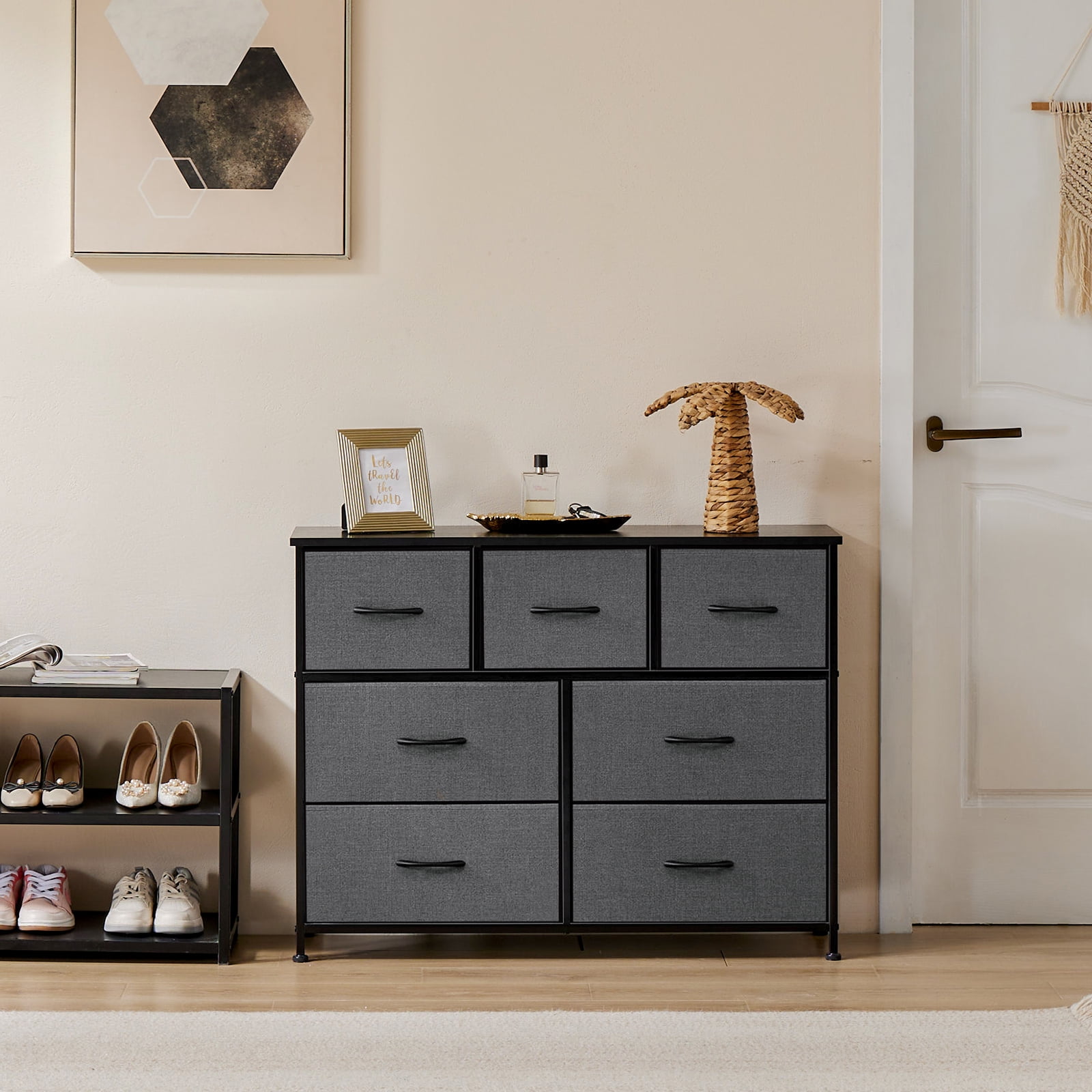 MAYEERTY 7-Drawer Fabric Storage Tower, Versatile Organizer with Wood ...