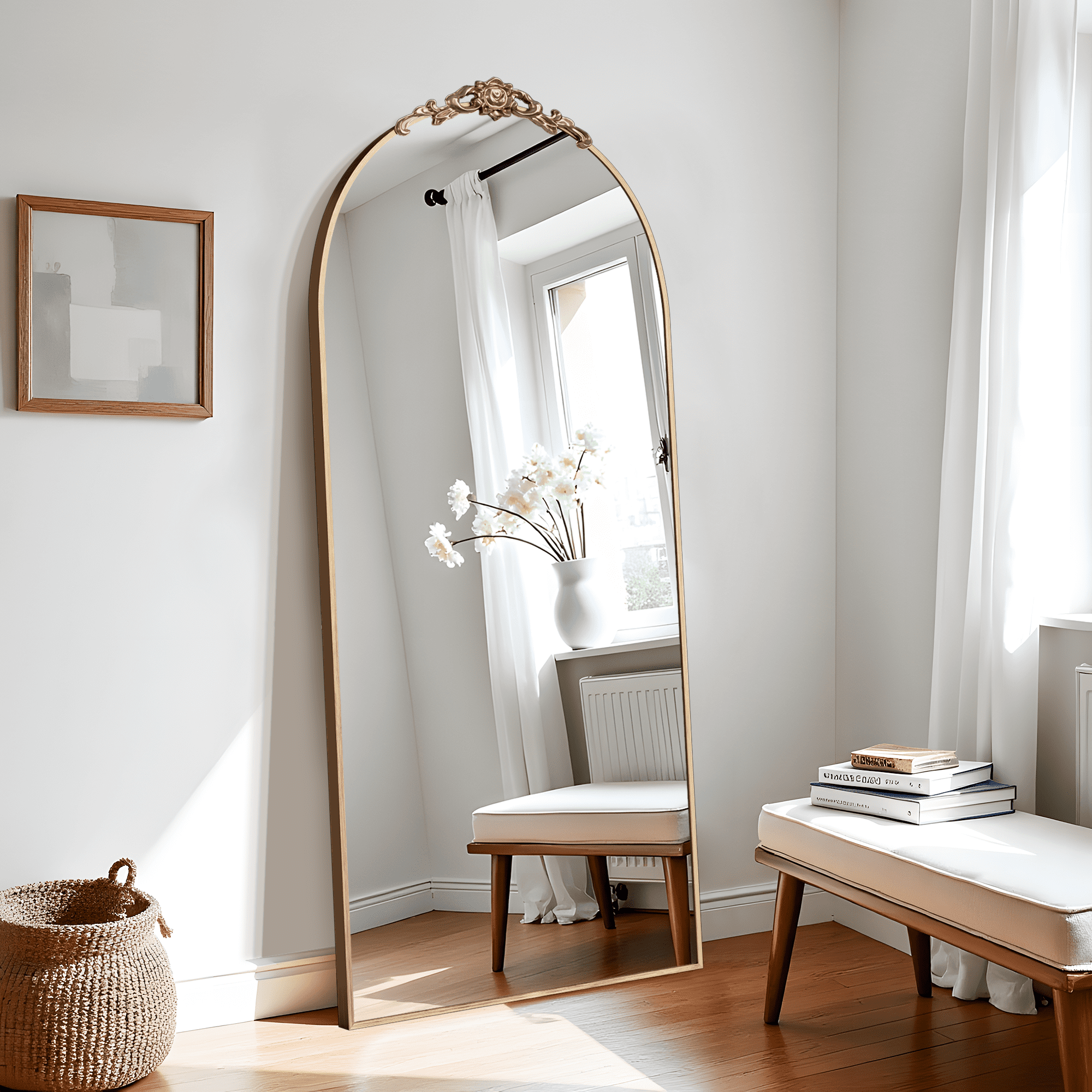 Dovelina 71"x 31" Oversized Full Length Mirror Arched Standing Floor ...