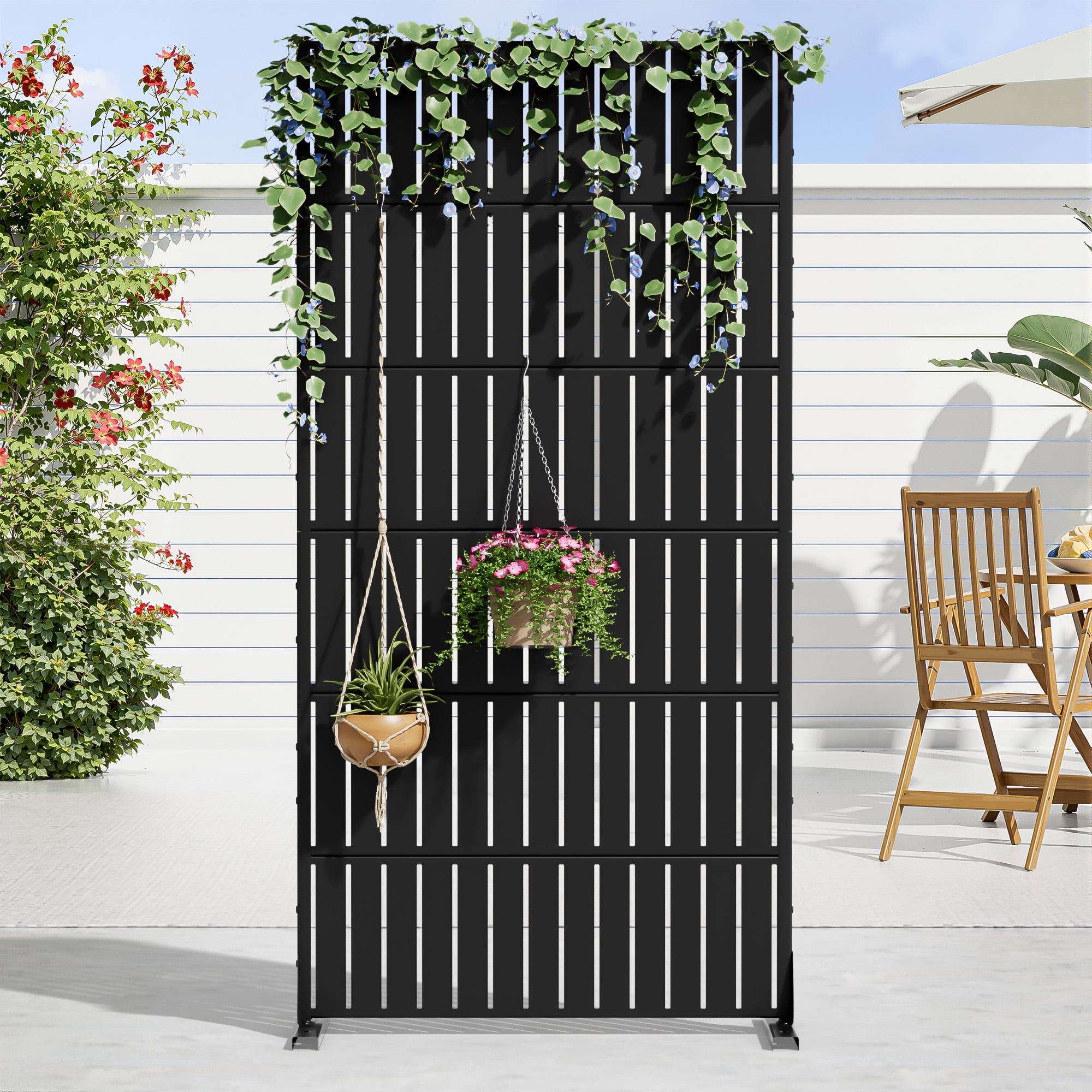 MAYEERTY 72 × 35in Outdoor Privacy Screen with Stand Metal Balcony ...