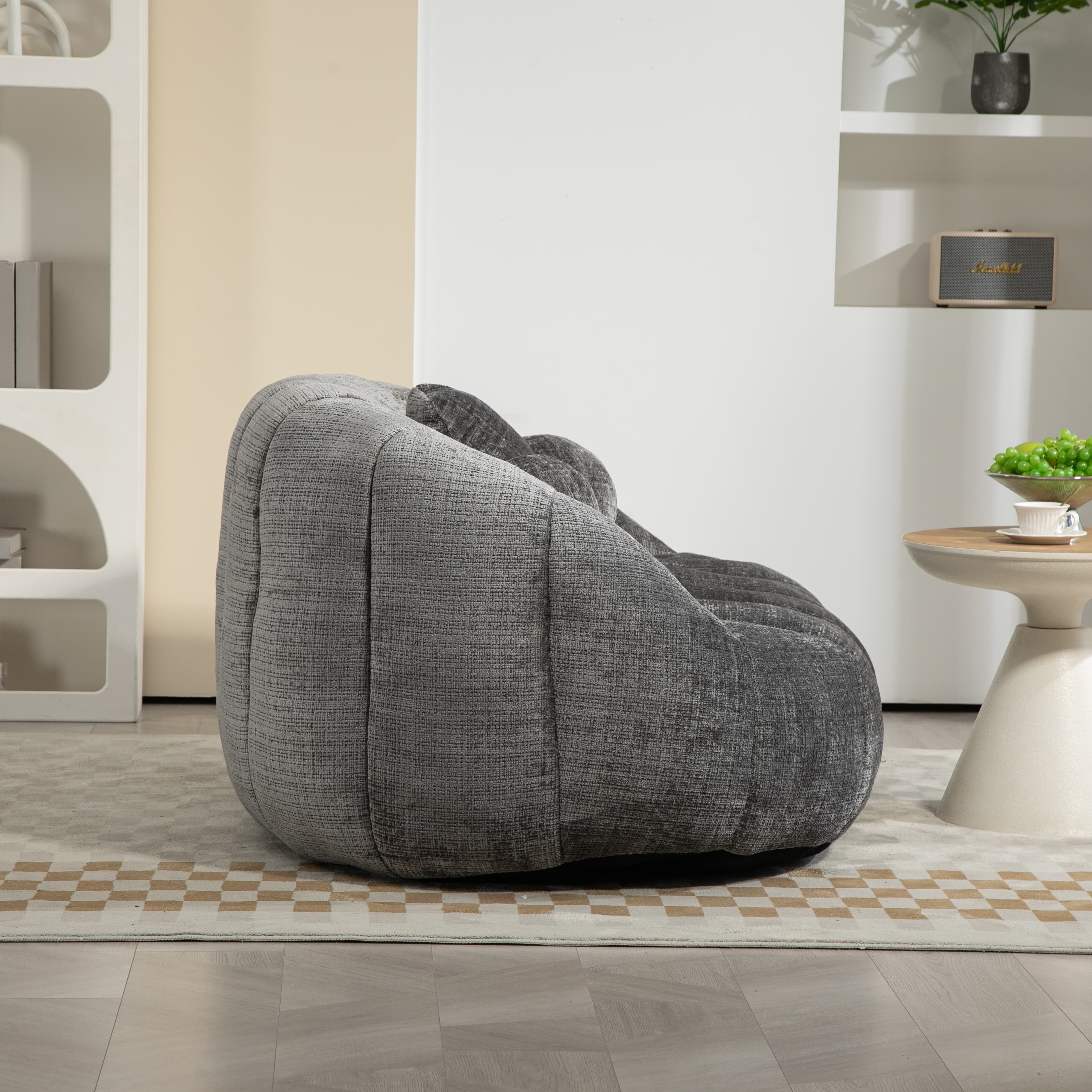 MAYEERTY Grey Chenille Bean Bag Sofa with High Back for Indoor/Outdoor ...