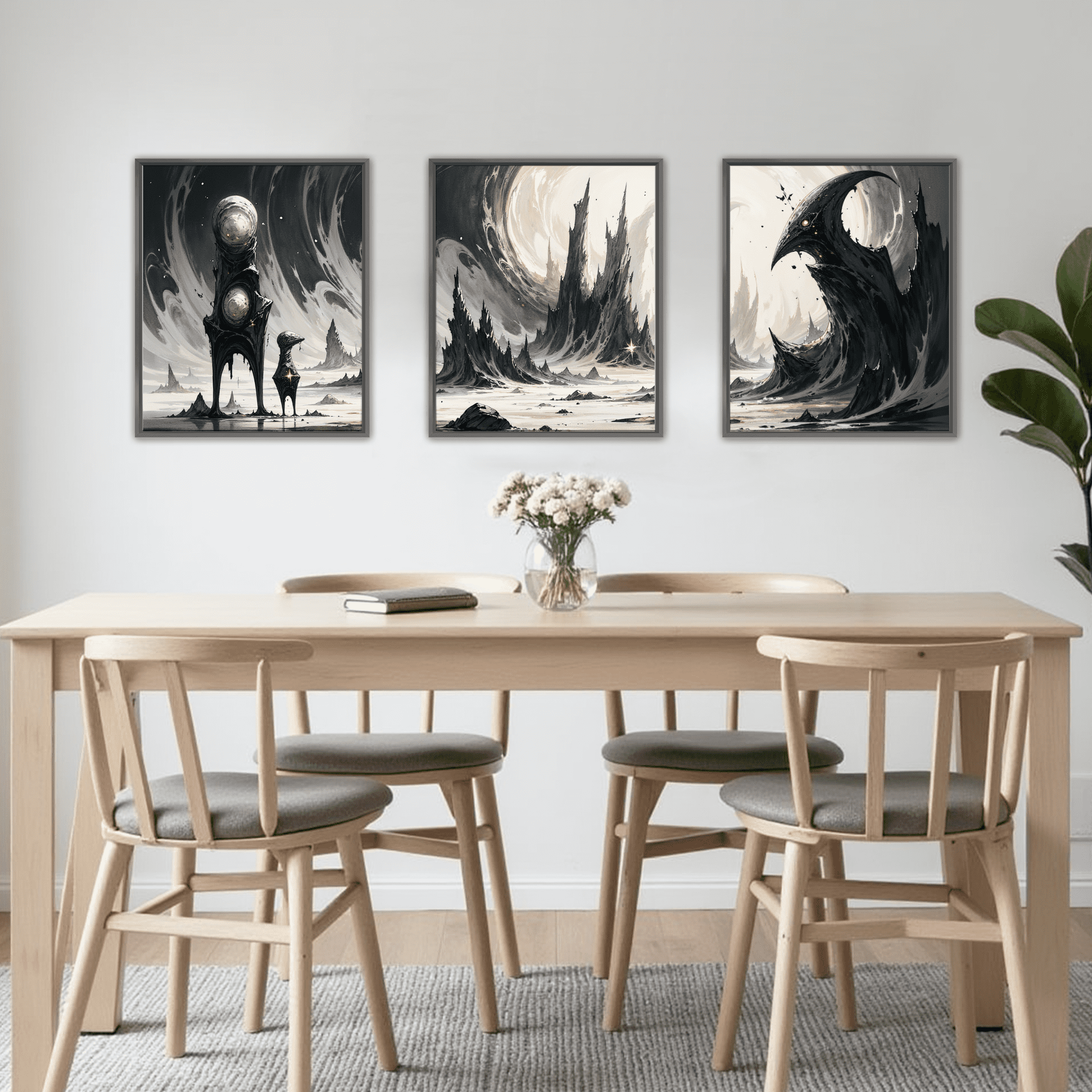 MAYEERTY Modern Abstract Wall Art Painting, Living Room Decor, Black ...