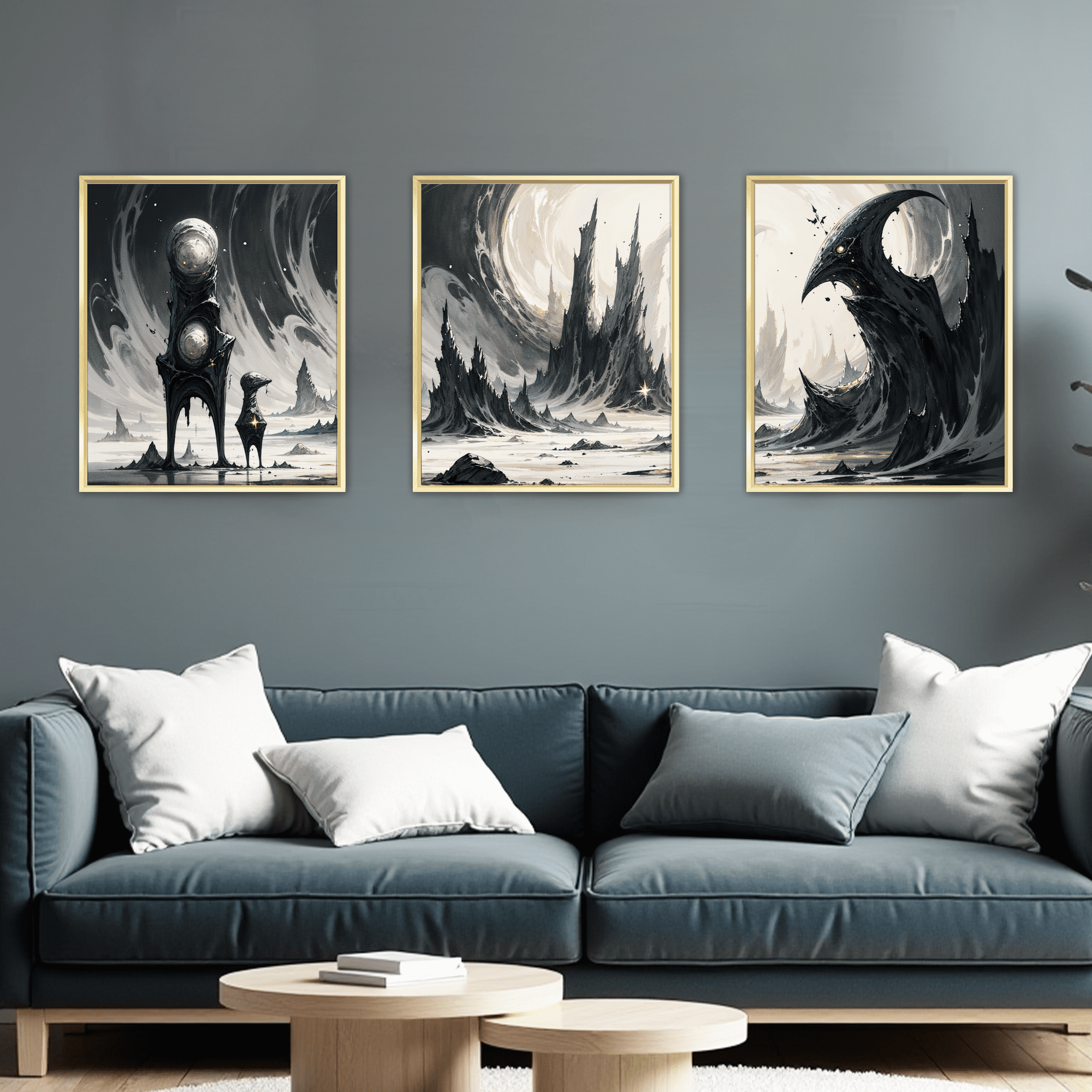 MAYEERTY Modern Abstract Wall Art Painting, Living Room Decor, Glod ...