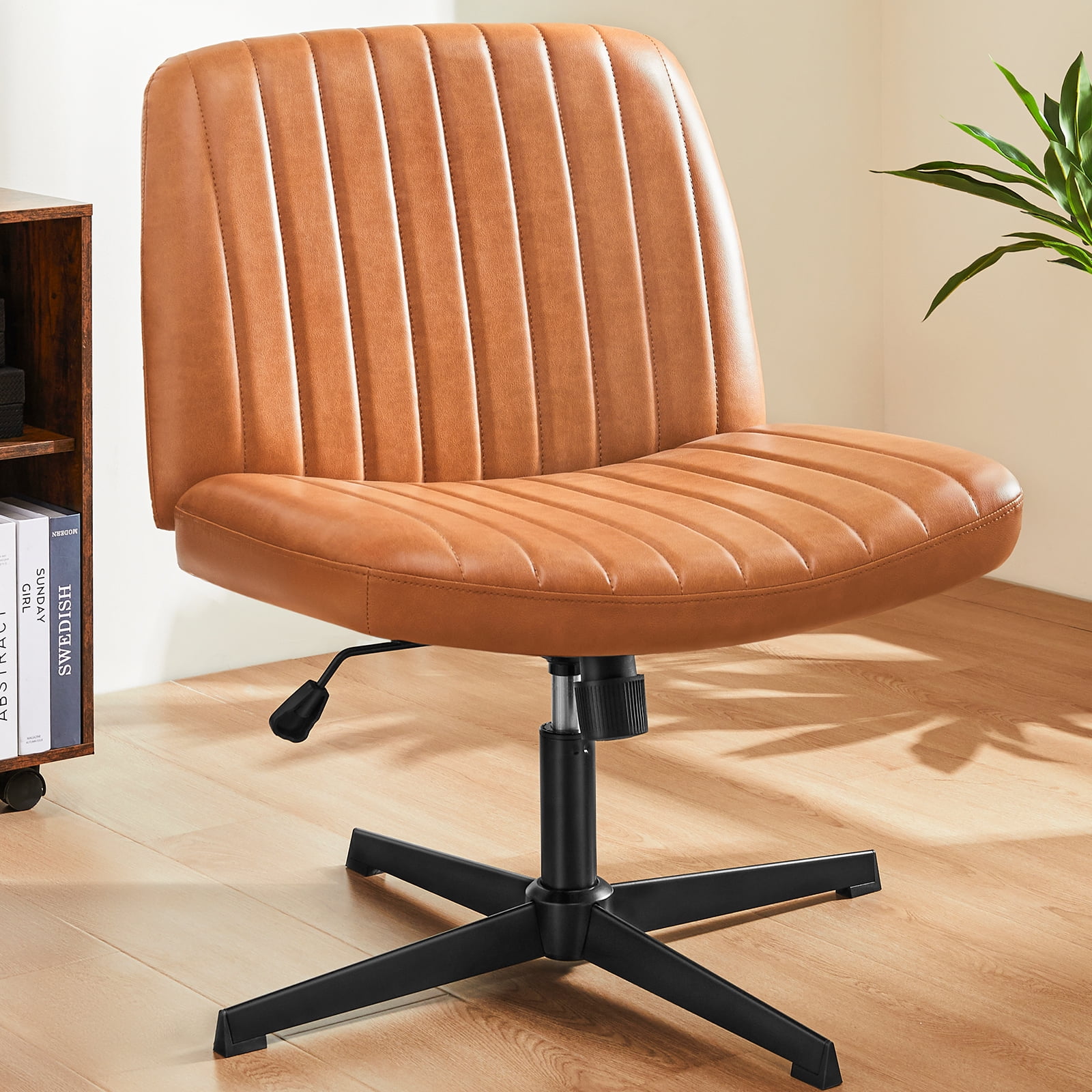 Dovelina Wide Desk Chair - Armless Office Chair Brown - Walmart.com