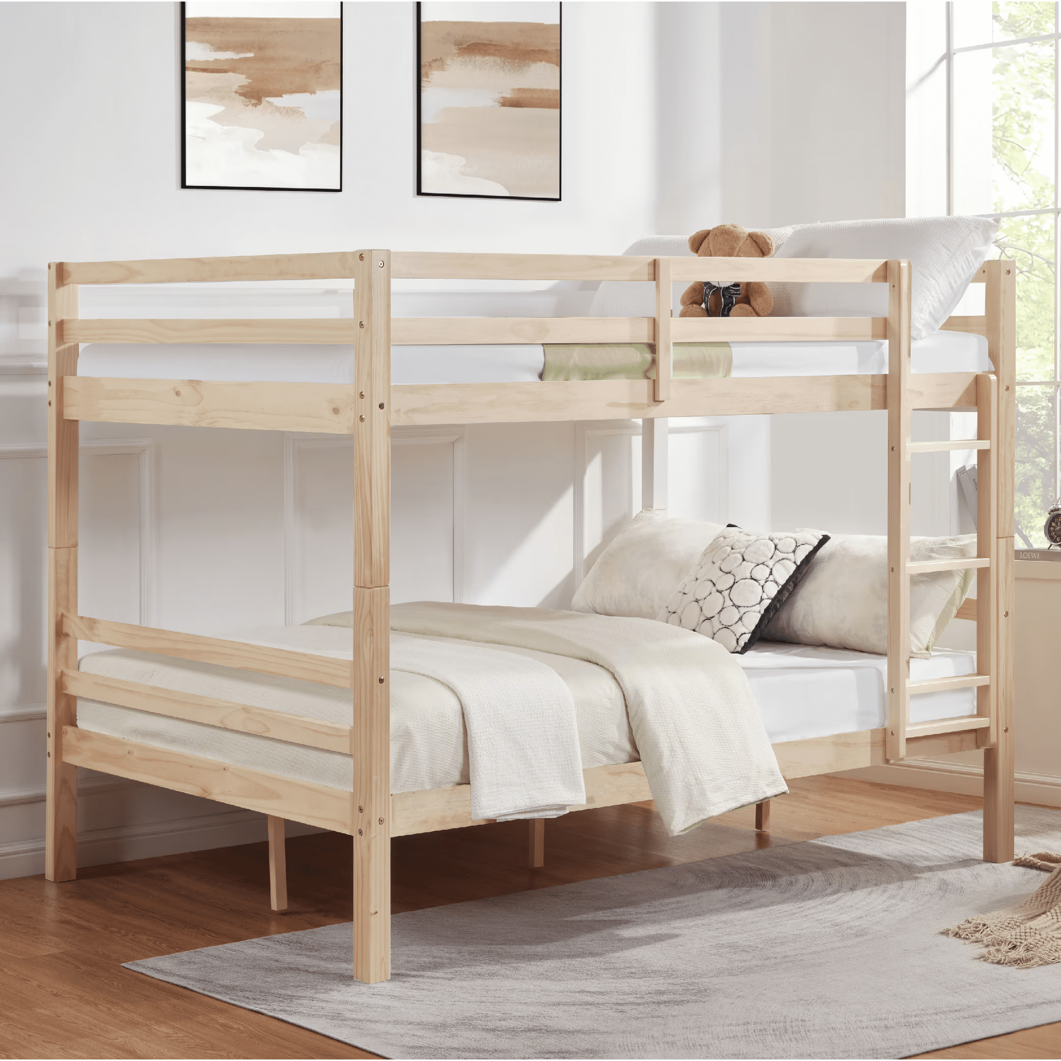MAYEERTY Full over Full Bunk Bed with Thick Posts, Wooden Bed Frame ...