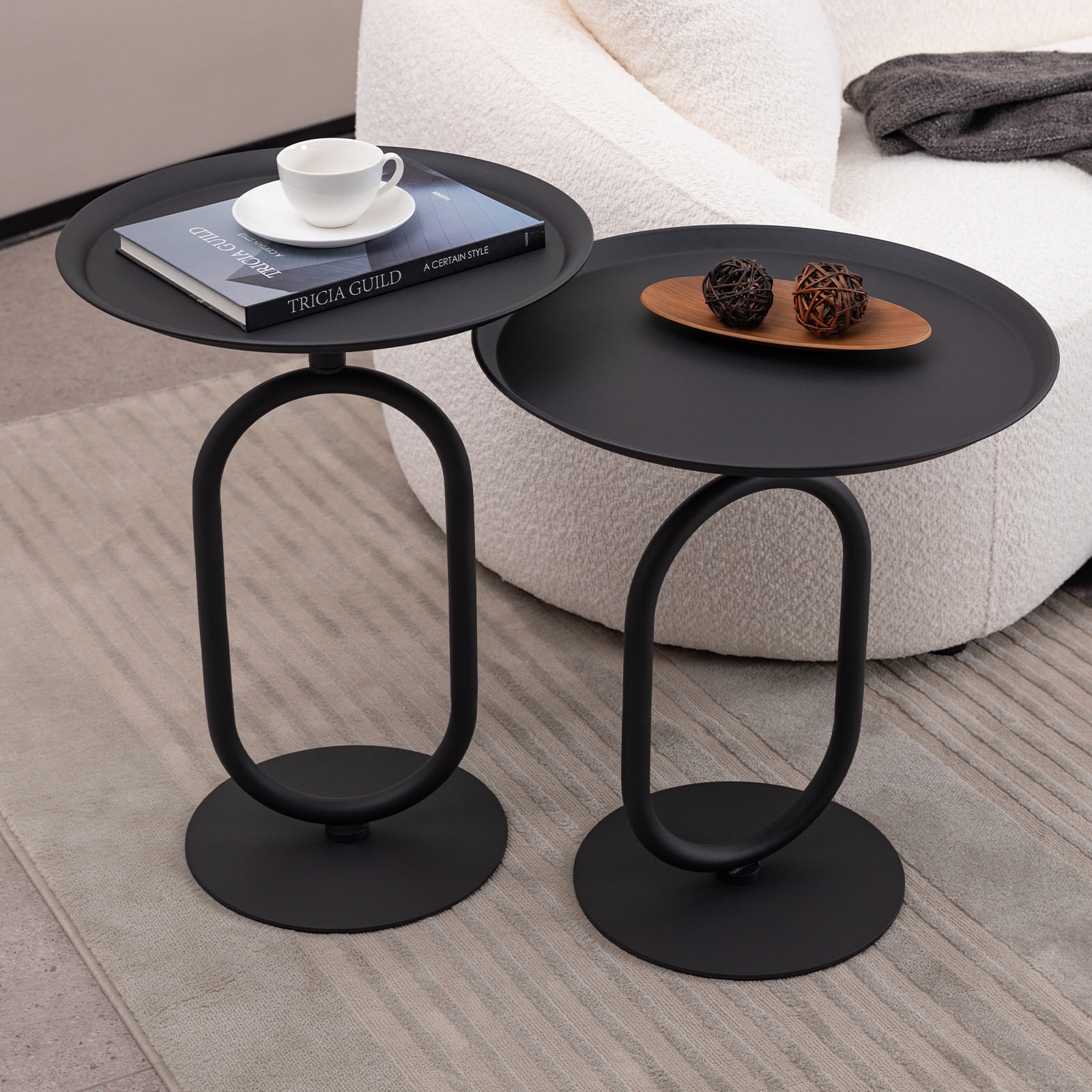 MAYEERTY Lantern-shaped Metal End Table, Small Round Side Table, Modern ...