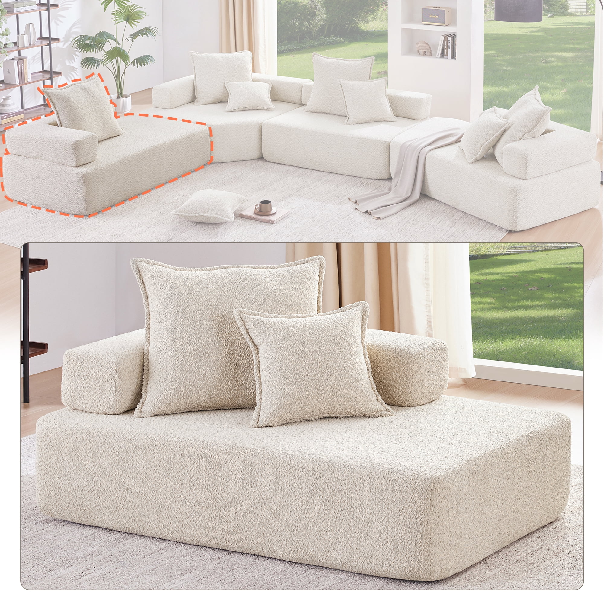 MAYEERTY Lounge Frame for Oversized U-Shaped Sectional - Luxury Boucle ...