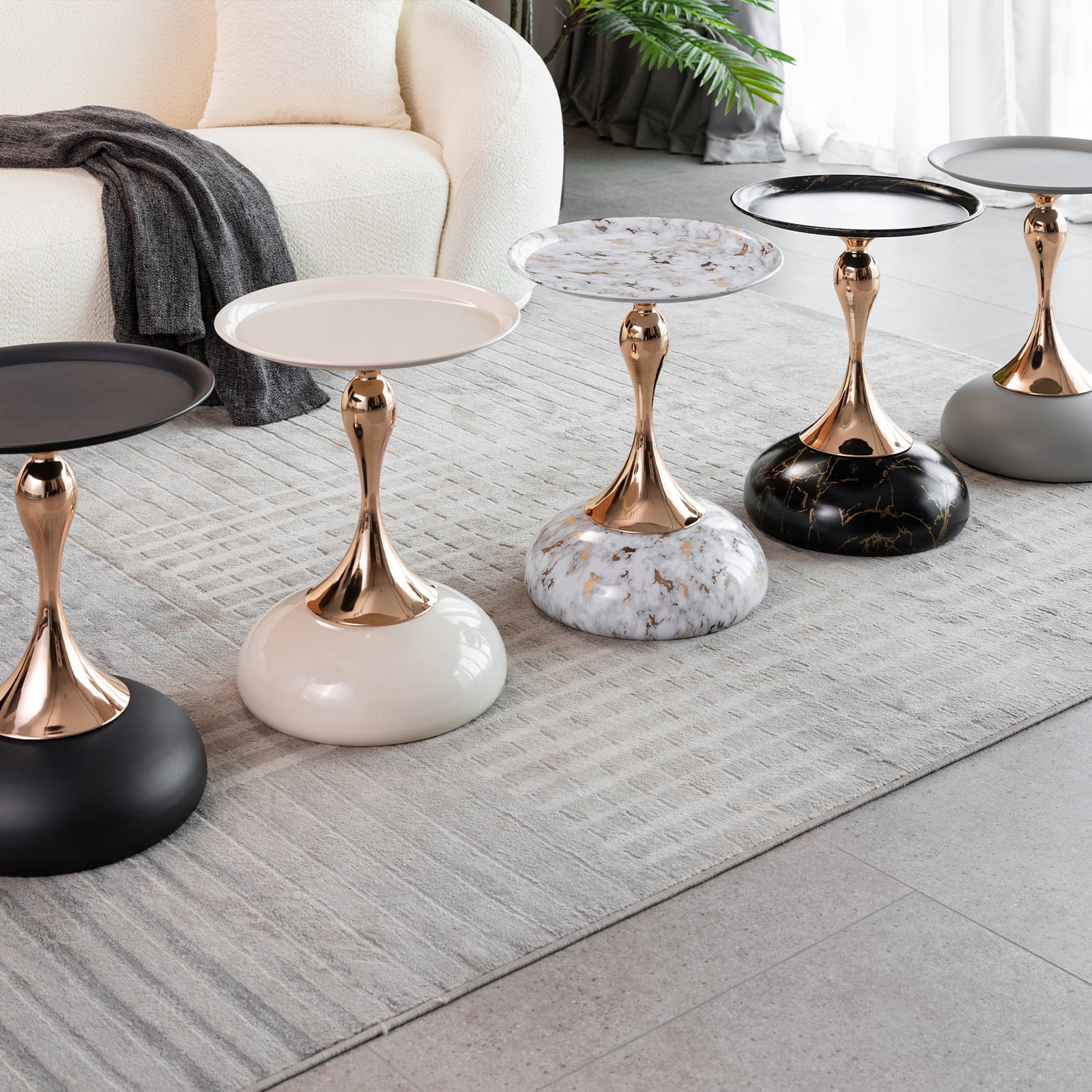 MAYEERTY Mermaid Tail End Coffee Table Round Side Table, Modern Metal ...