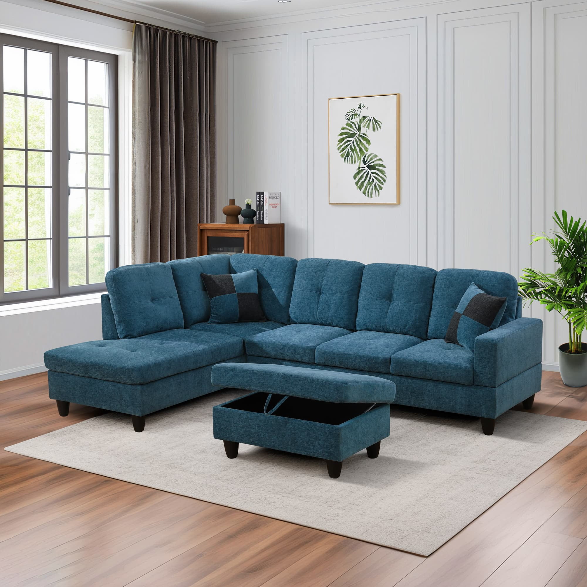 Dovelina Modern Adult 3-Piece Couch Living Room Sofa Set，Blue - Walmart.com