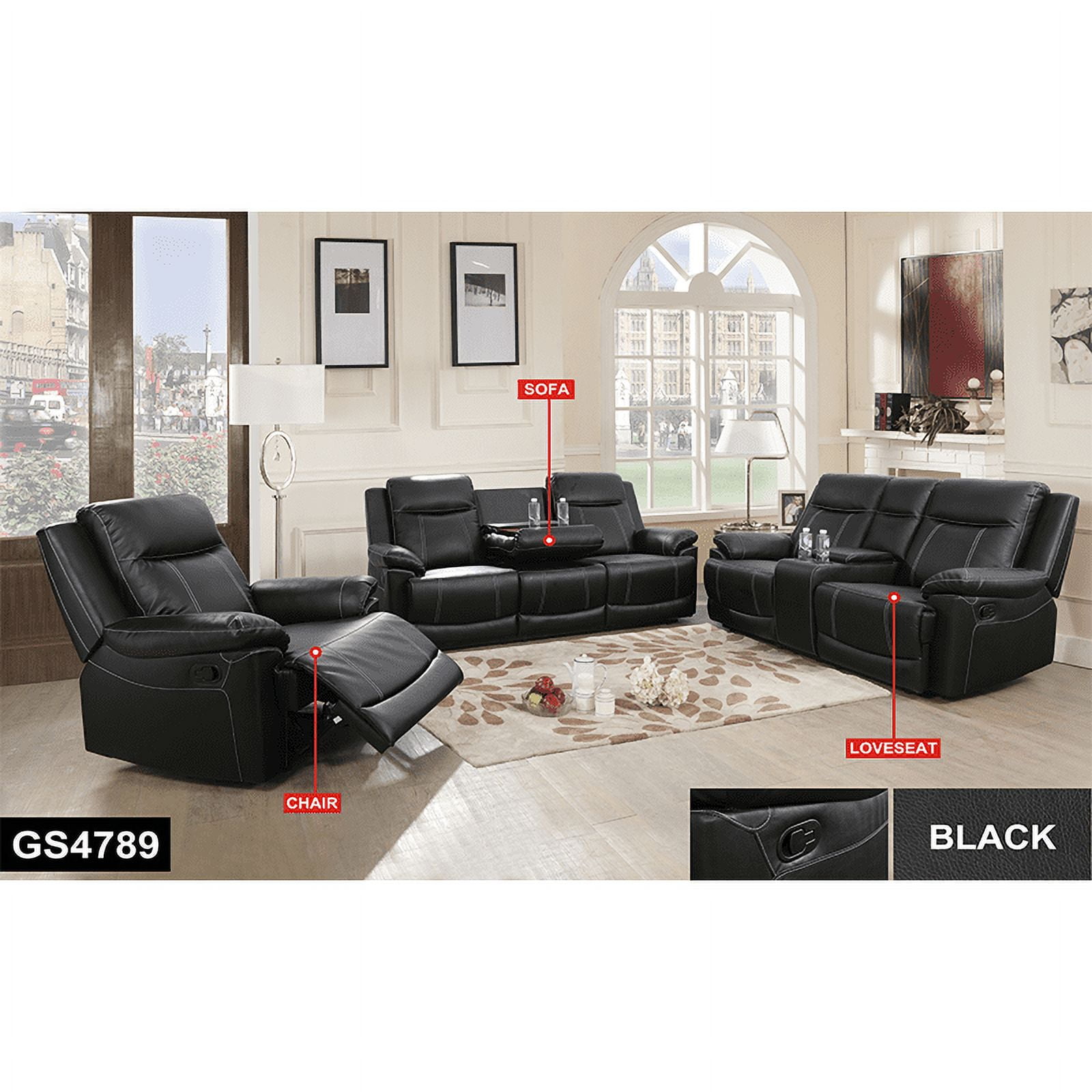 MAYEERTY 38" Contemporary Semi PU Synthetic Leather Chair Stylish Sofa ...