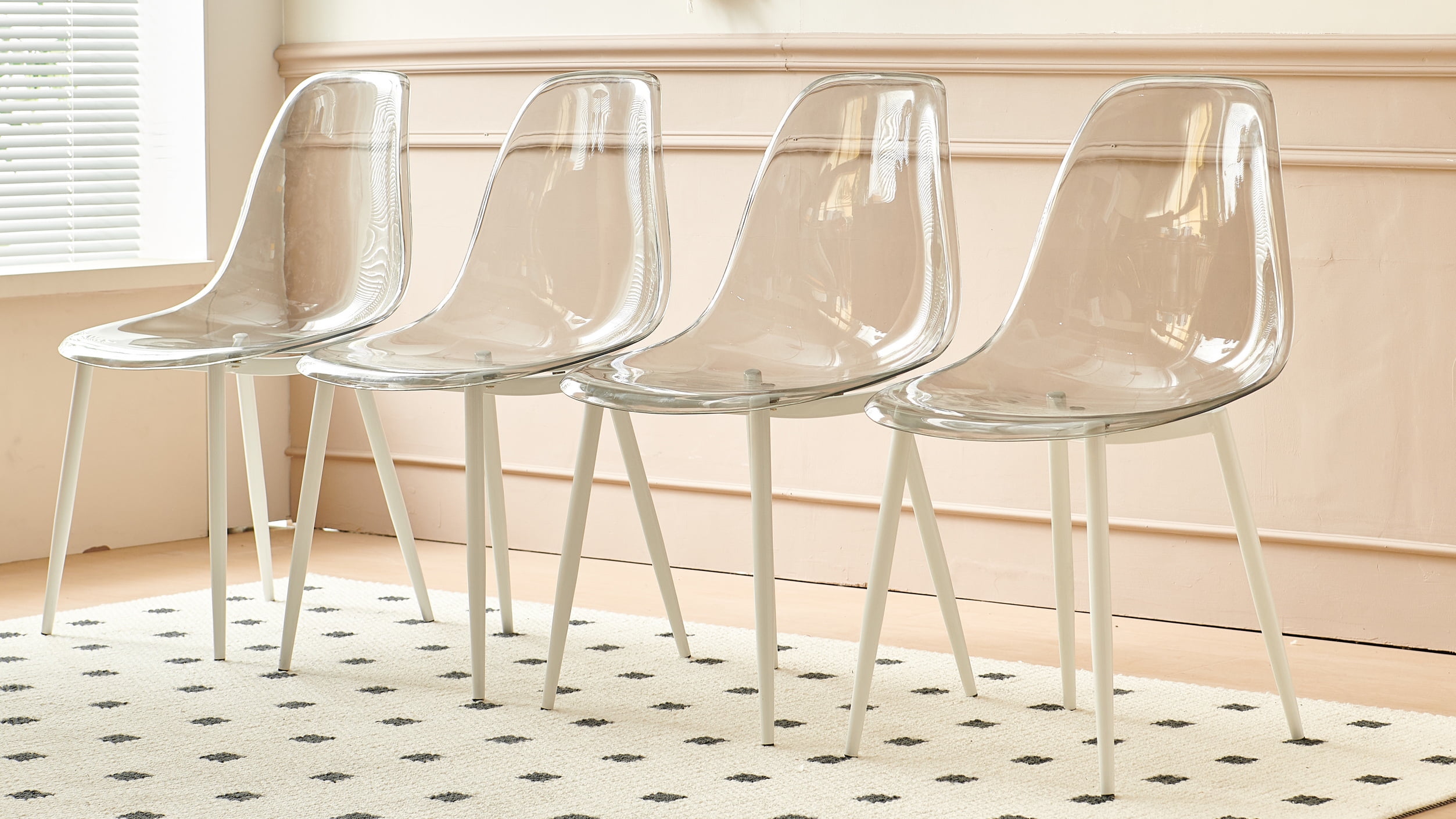 MAYEERTY Modern Plastic Chairs Set of 4 - Iron Tube Legs for Dining ...