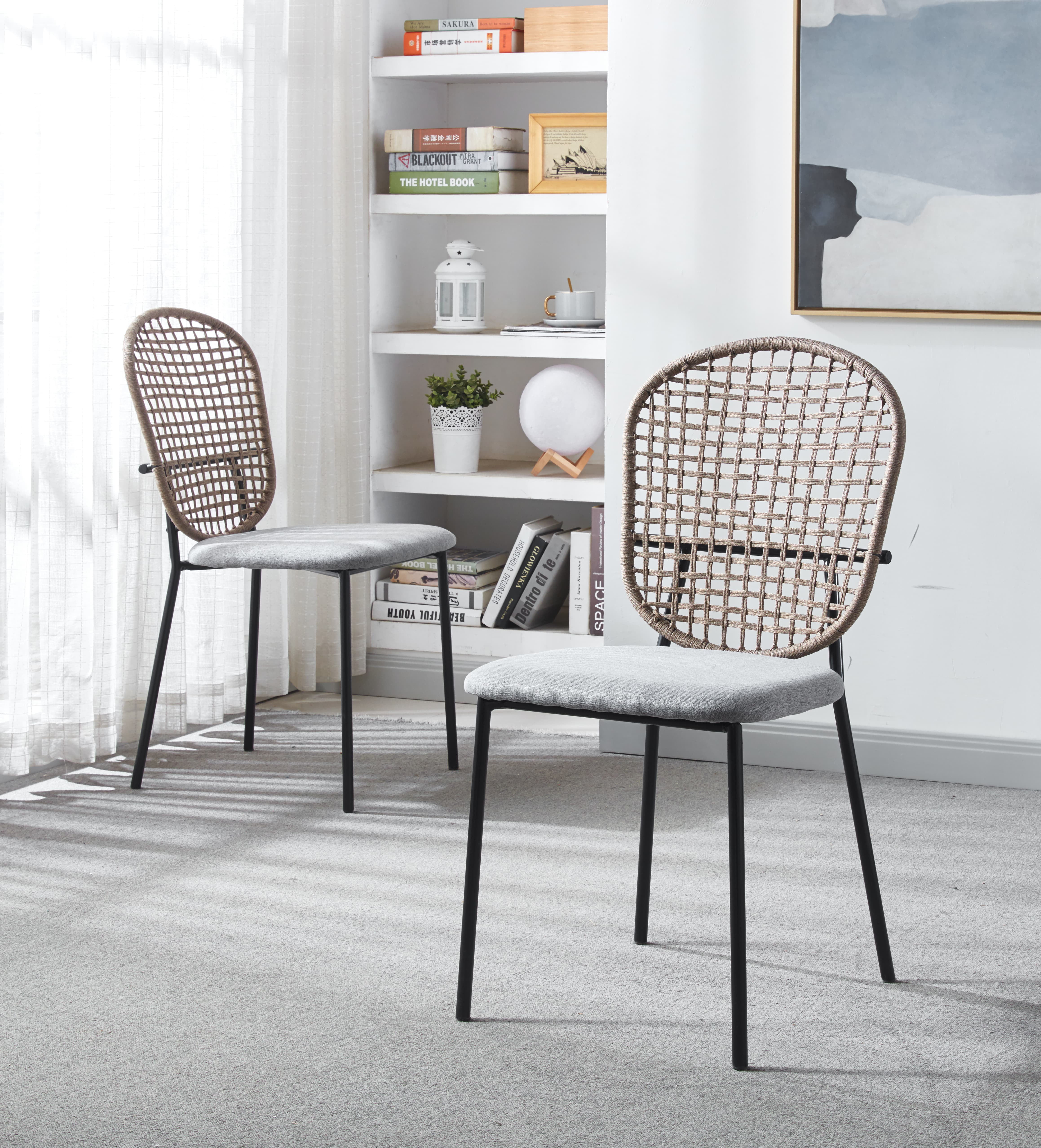 MAYEERTY Modern Sennit Chair Set of 4 Dining Coffee Chair - Walmart.com