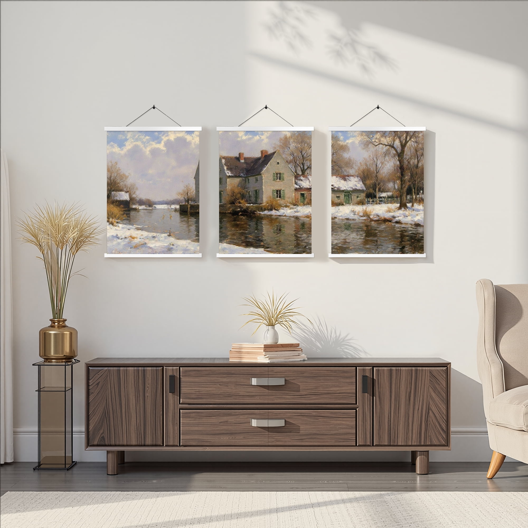 MAYEERTY Modern Abstract Wall Art Painting, Living Room Decor, White ...