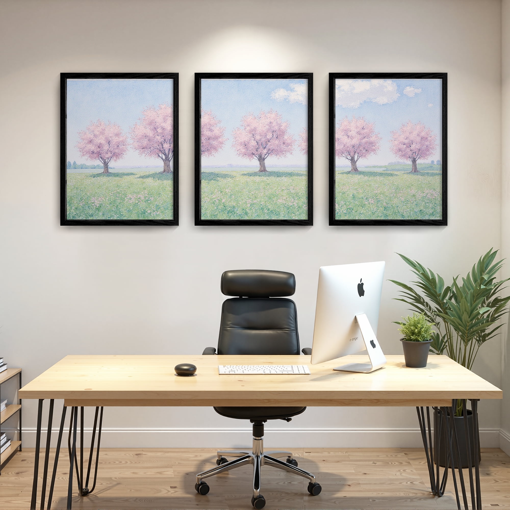 Dovelina Sakura Wall Art – Five Grand Cherry Trees, Fallen Petals ...