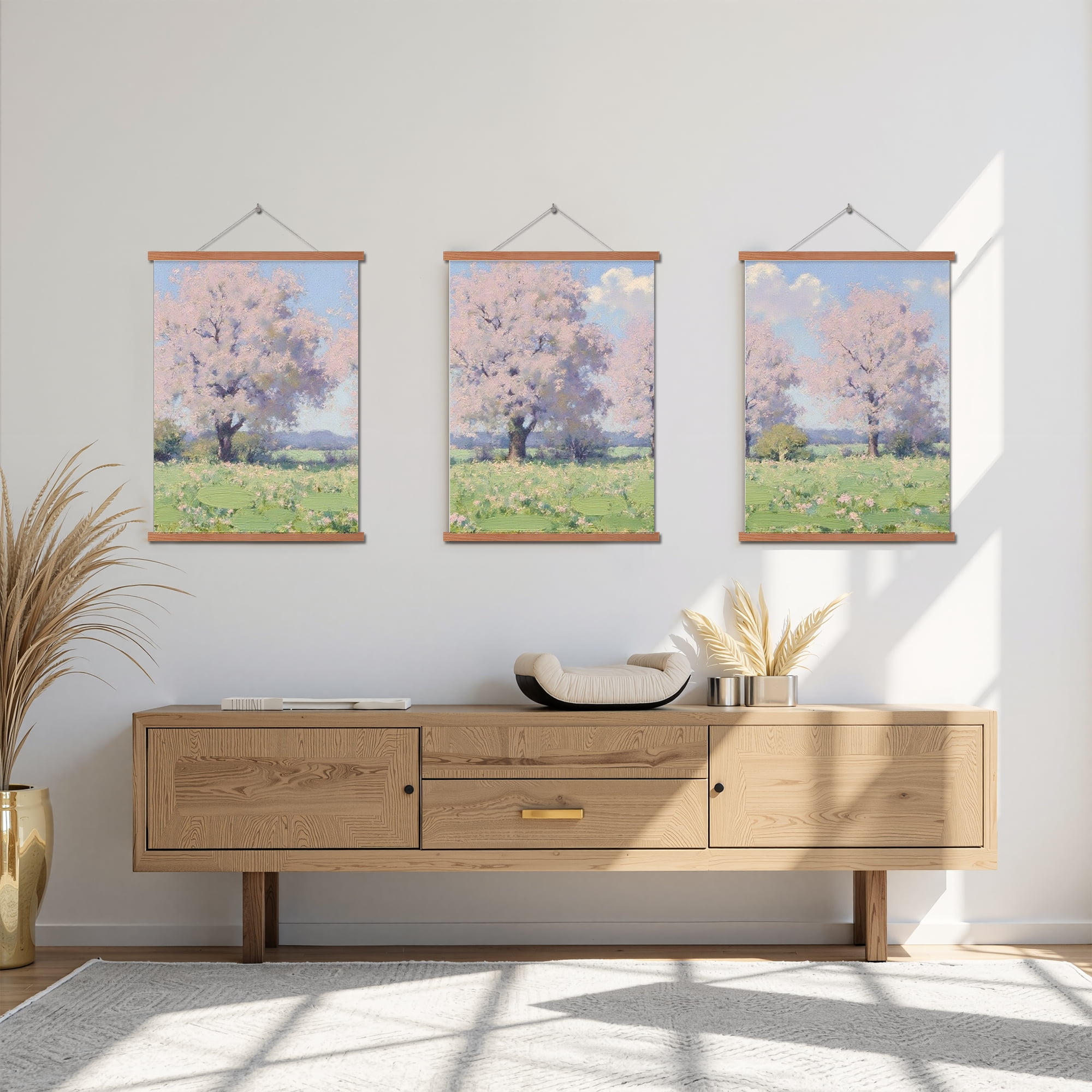 Dovelina Sakura Wall Art – Serene Cherry Trees, Vibrant Flowers & Blue ...
