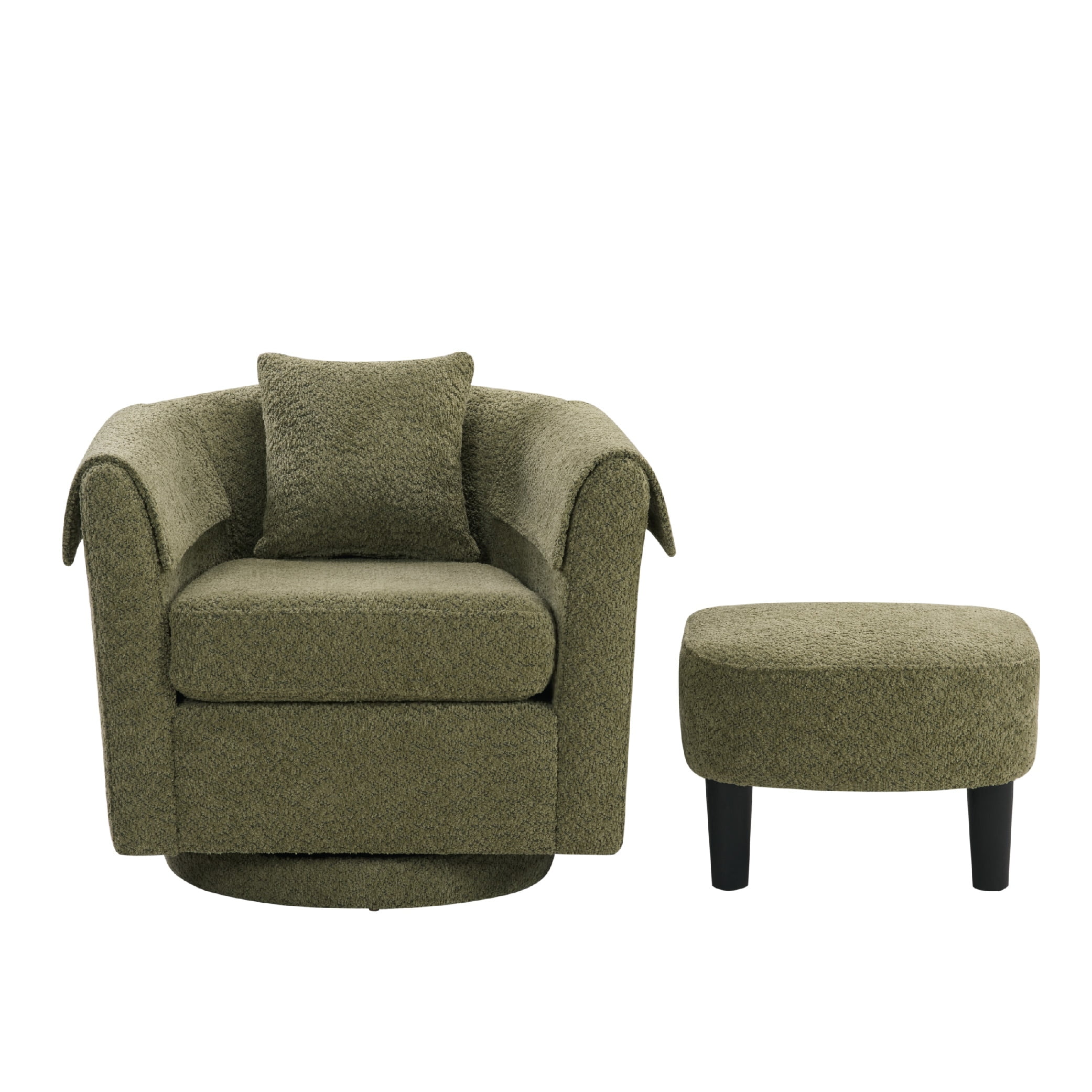 Dovelina Swivel Accent Chair with Ottoman, Chenille Barrel Chair for ...