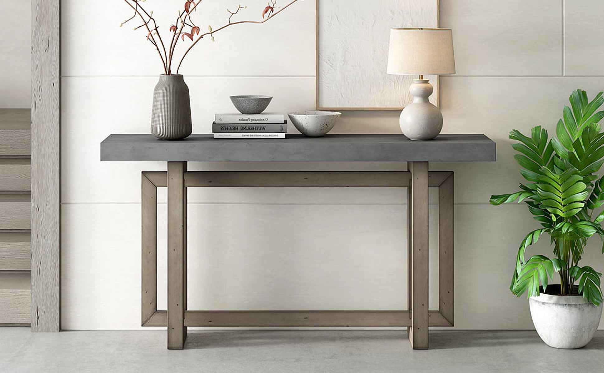 Dovelina Contemporary Console Table with Wood Top, Extra Long Entryway ...