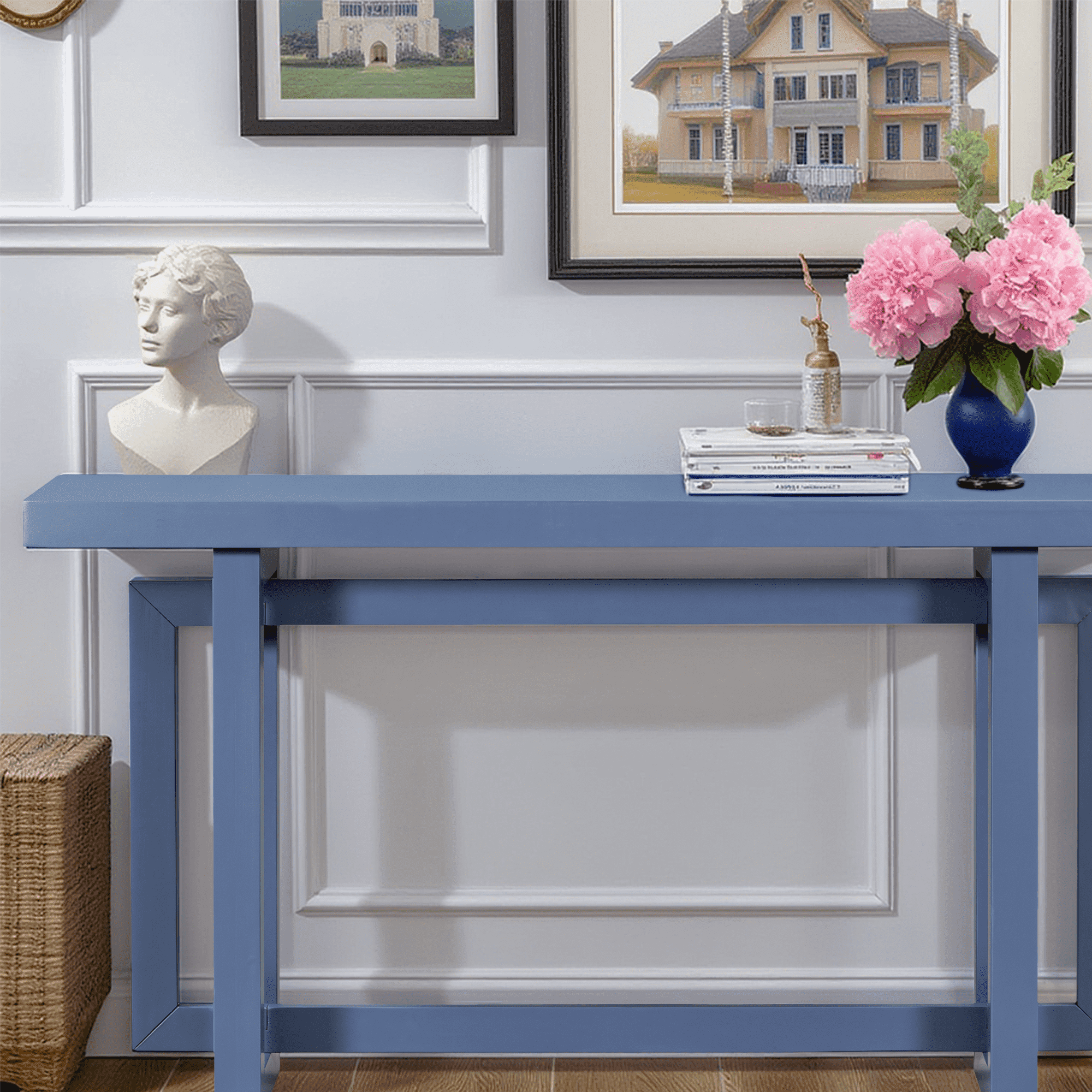 Dovelina U_STYLE Contemporary Console Table with Wood Top, Extra Long ...