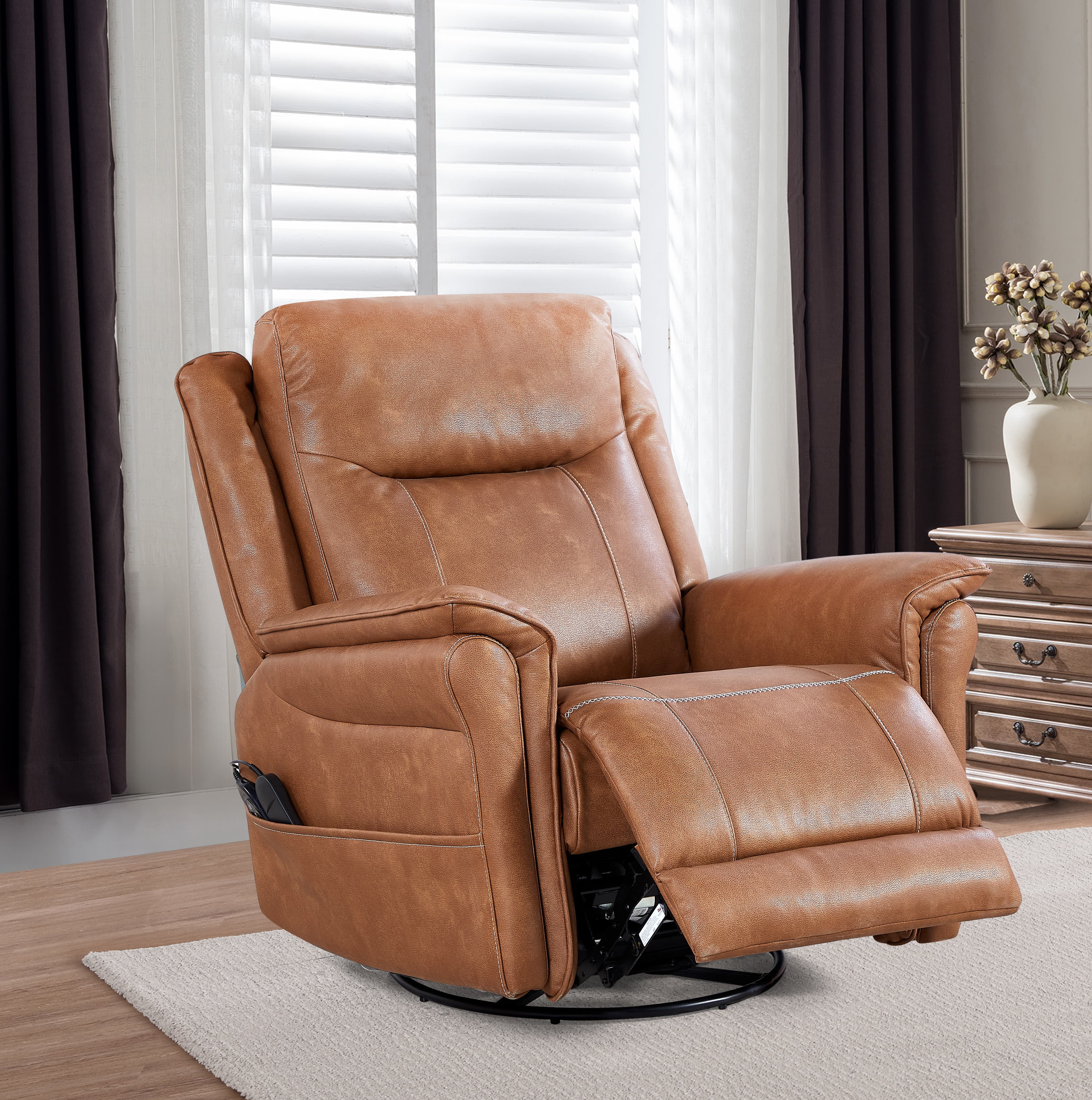 Dovelina Upholstered Power Recliner Chair,Remote Control,Side Pocket ...