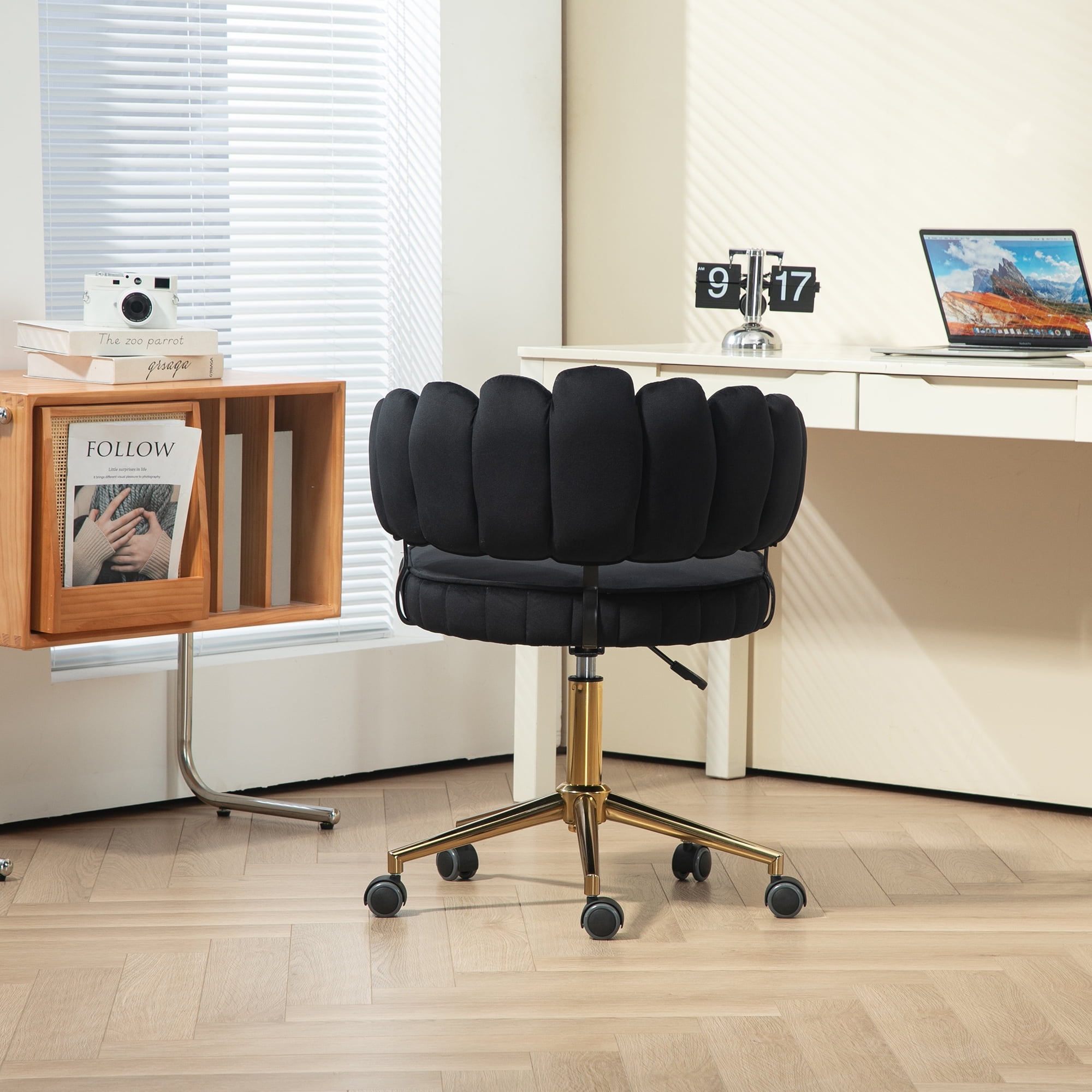 Dovelina Velvet Home Office Desk Chair, Modern Cute Computer Chair ...