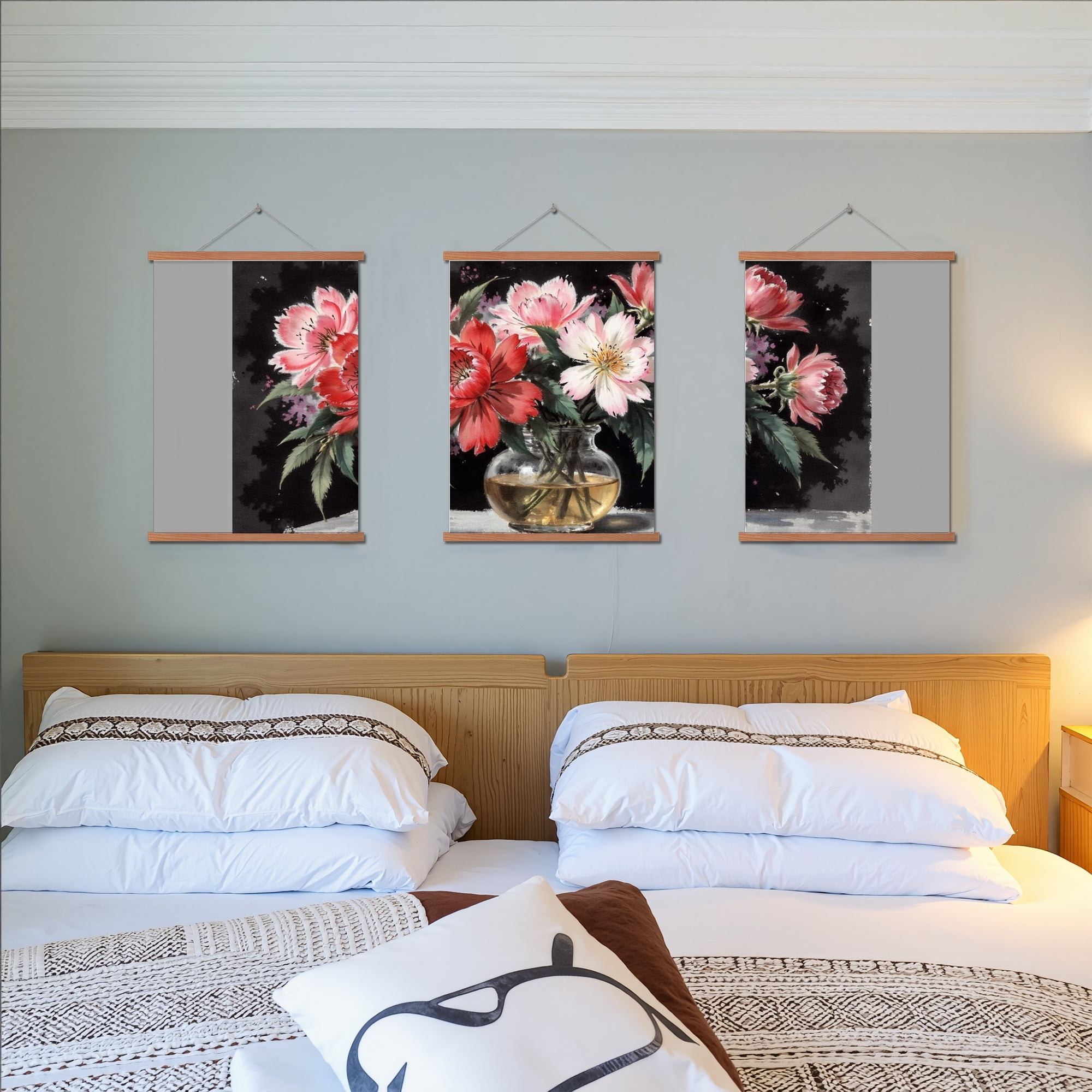 MAYEERTY Modern Abstract Wall Art Painting, Living Room Decor, Brown Hanging Rod Frame, 23.6"x15 ...