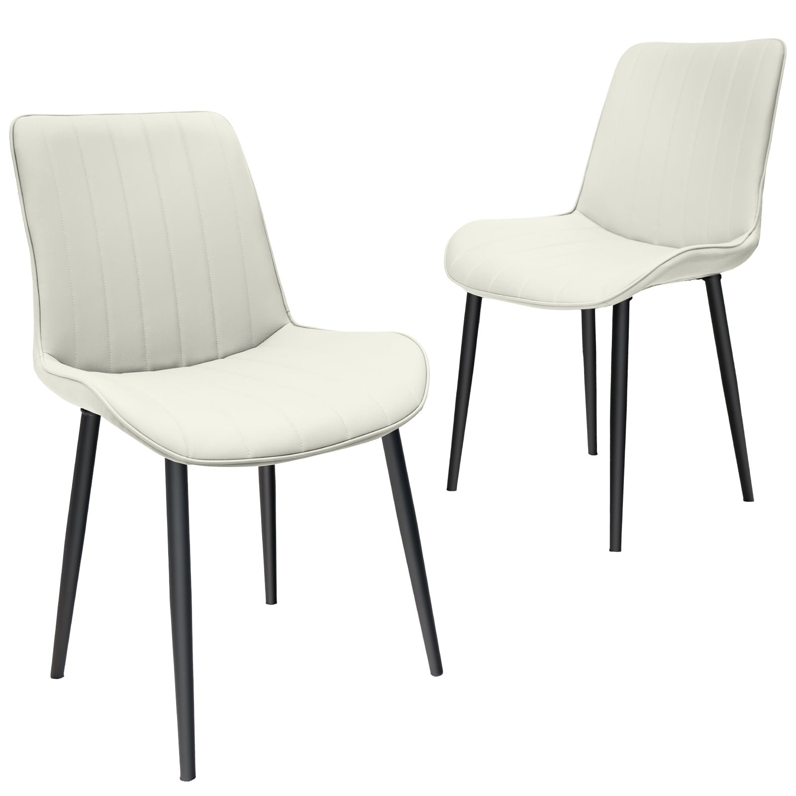 Dovelina White Red PU Leather Dining Chairs with Metal Legs, Wave ...