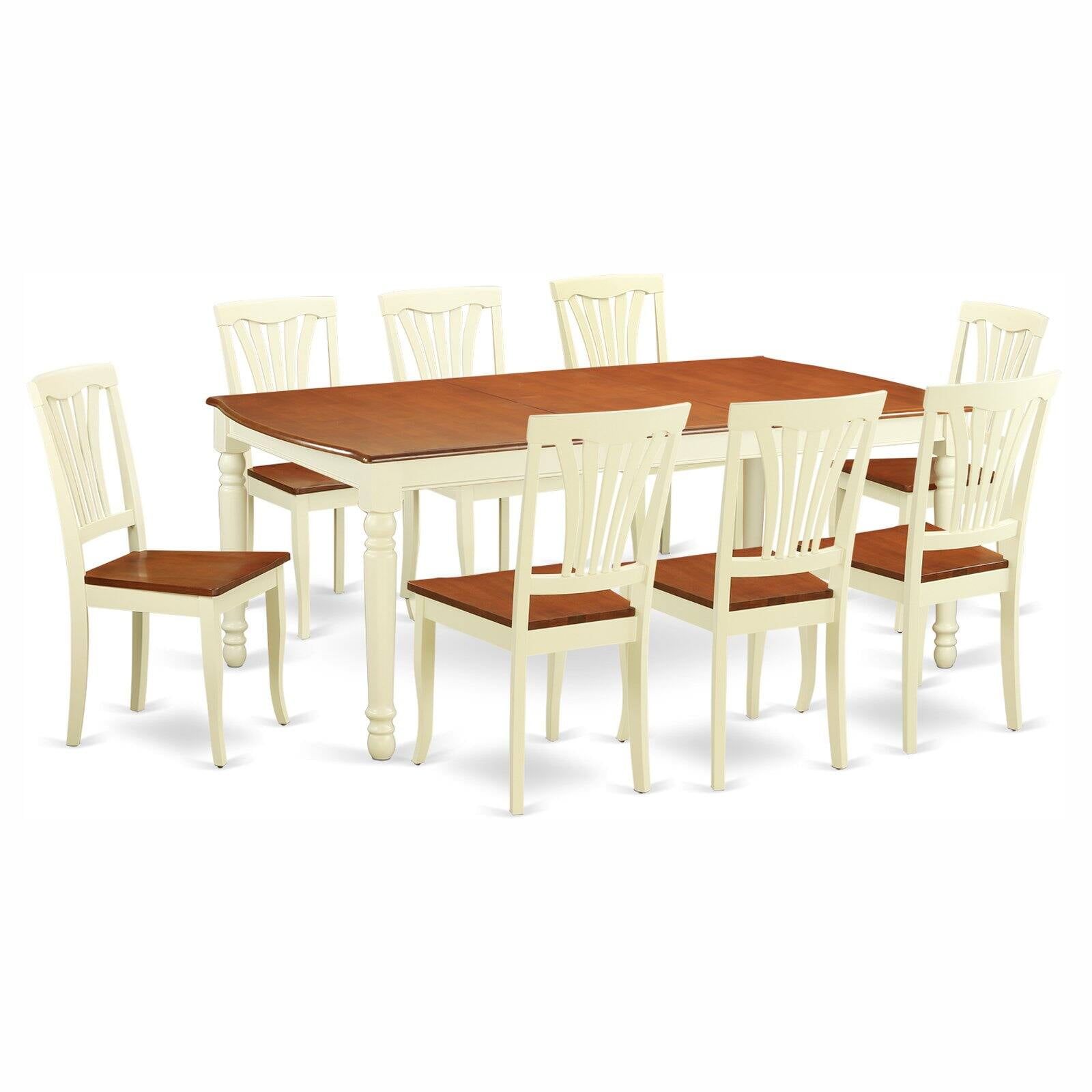 Dover 9 Piece Rectangular Dining Table Set with Avon Wooden Seat Chairs ...