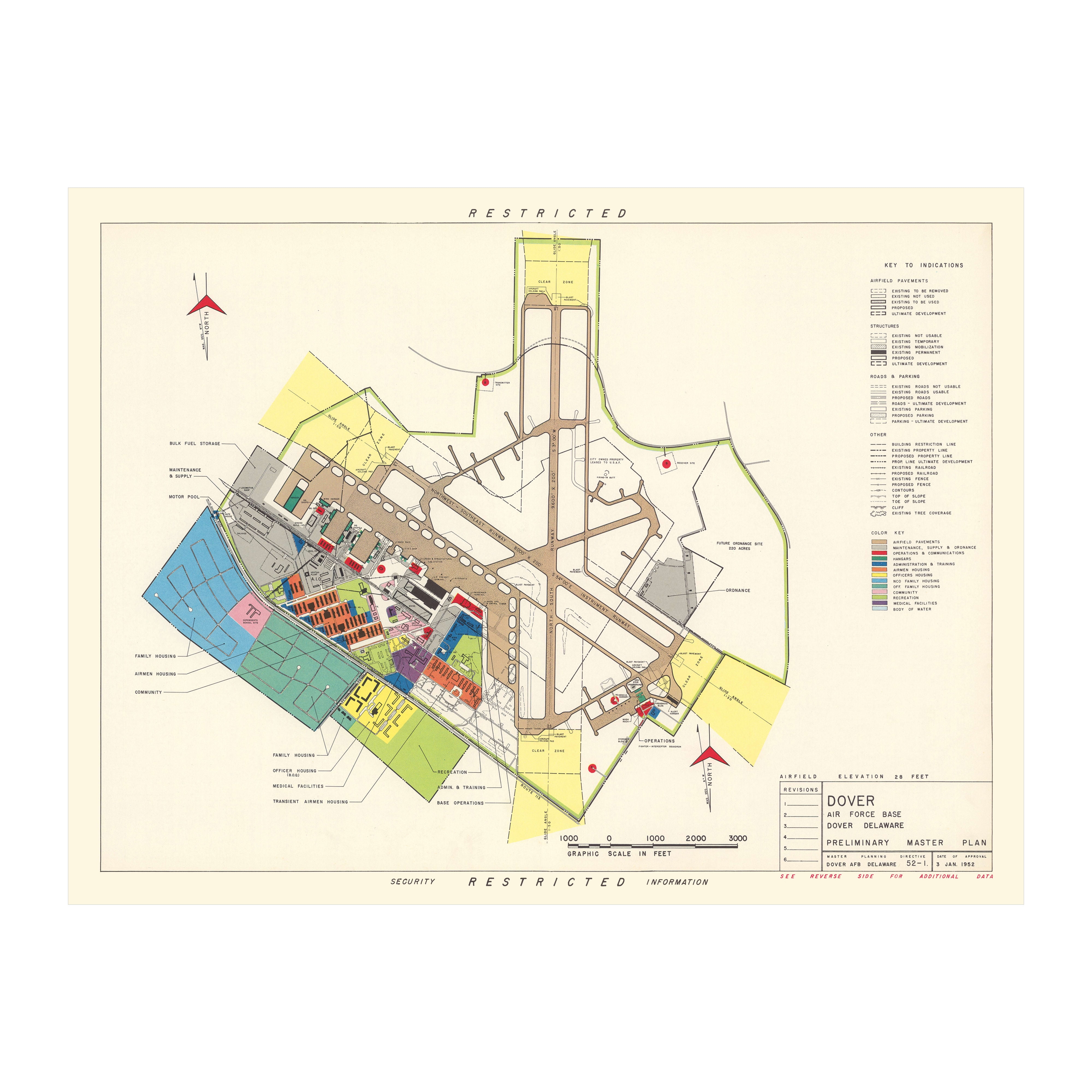 Dover Air Force Base Art, 1952 Vintage Map of Dover Air Force Base ...